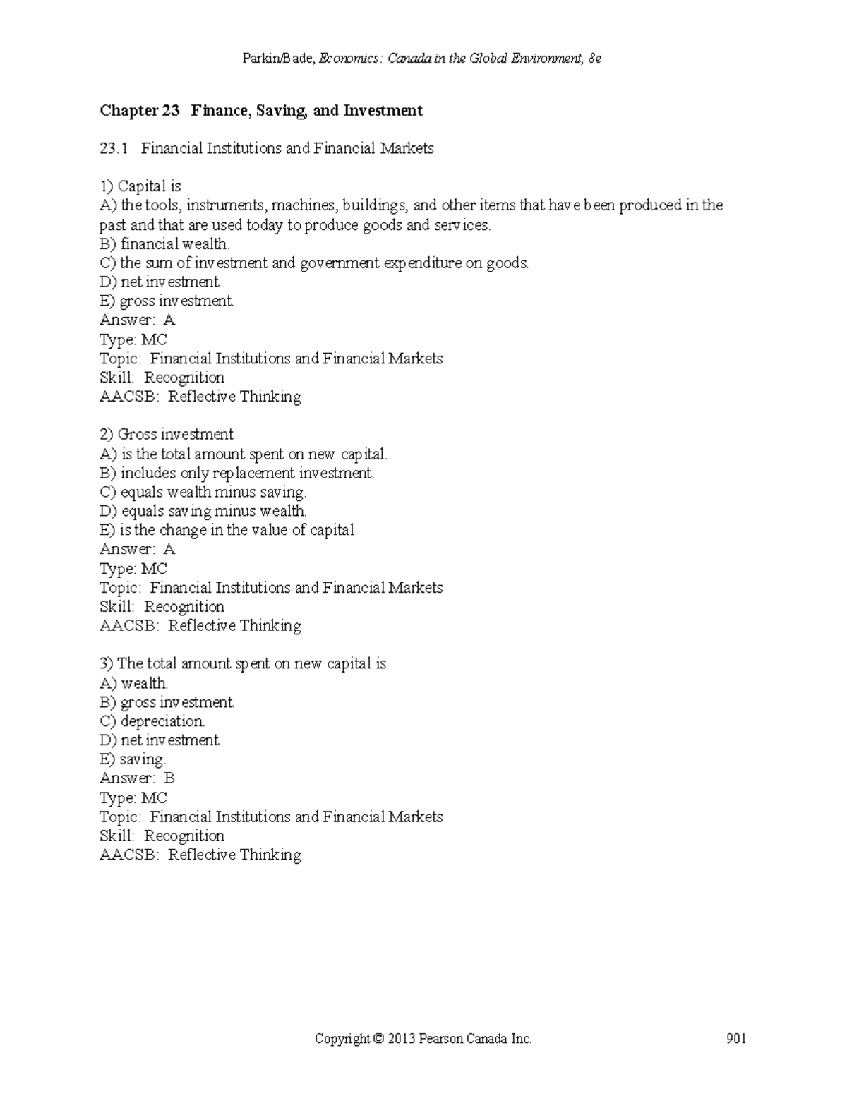 chap7 test banks - Chapter 23 Finance, Saving, and Investment 23 ...
