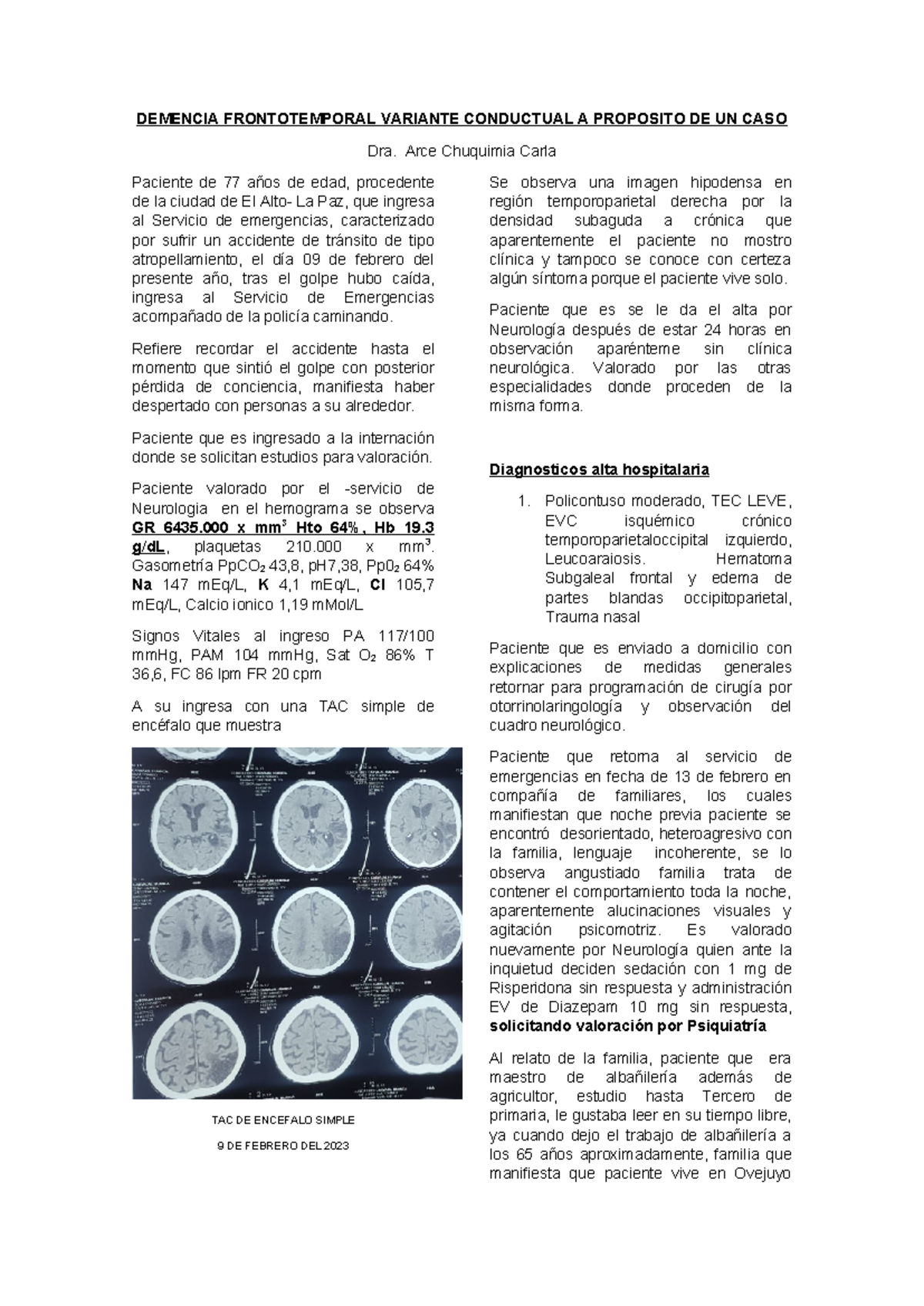 CASO Clinico Neuropsq Revista - DEMENCIA FRONTOTEMPORAL VARIANTE ...