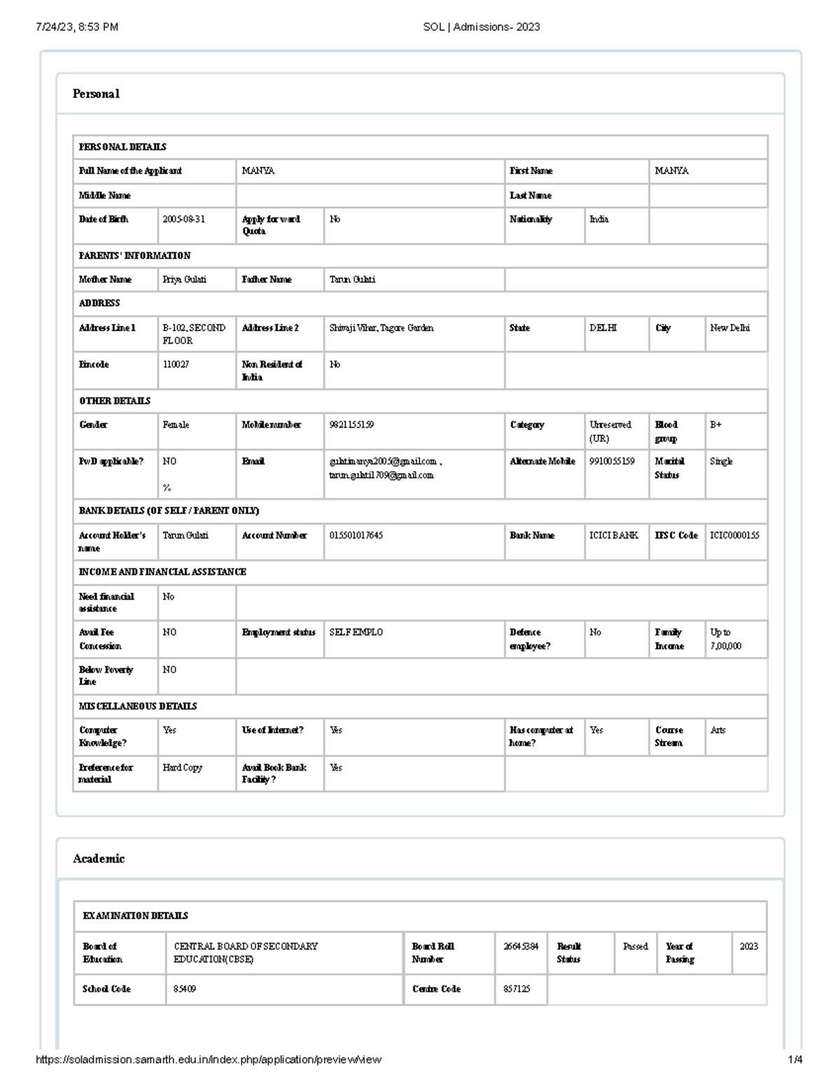 SOL Admissions- 2023 - I AM 1ST YEAR DU STUDENT SOL - Personal PERSONAL ...