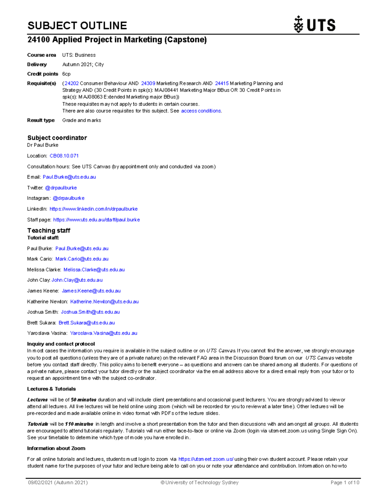 APM - Subject Outline - SUBJECT OUTLINE 24100 Applied Project in ...