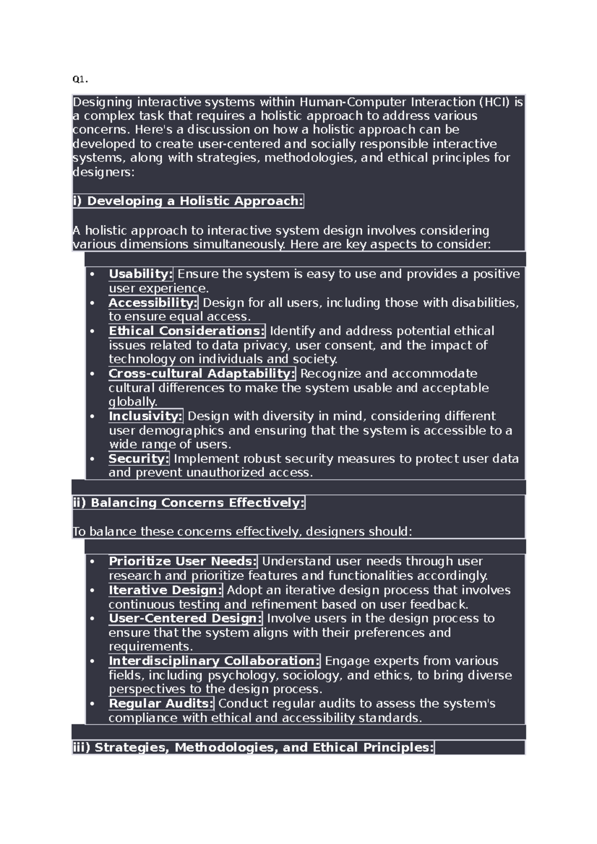 HCI - Lecture notes - Q1. Designing interactive systems within Human ...