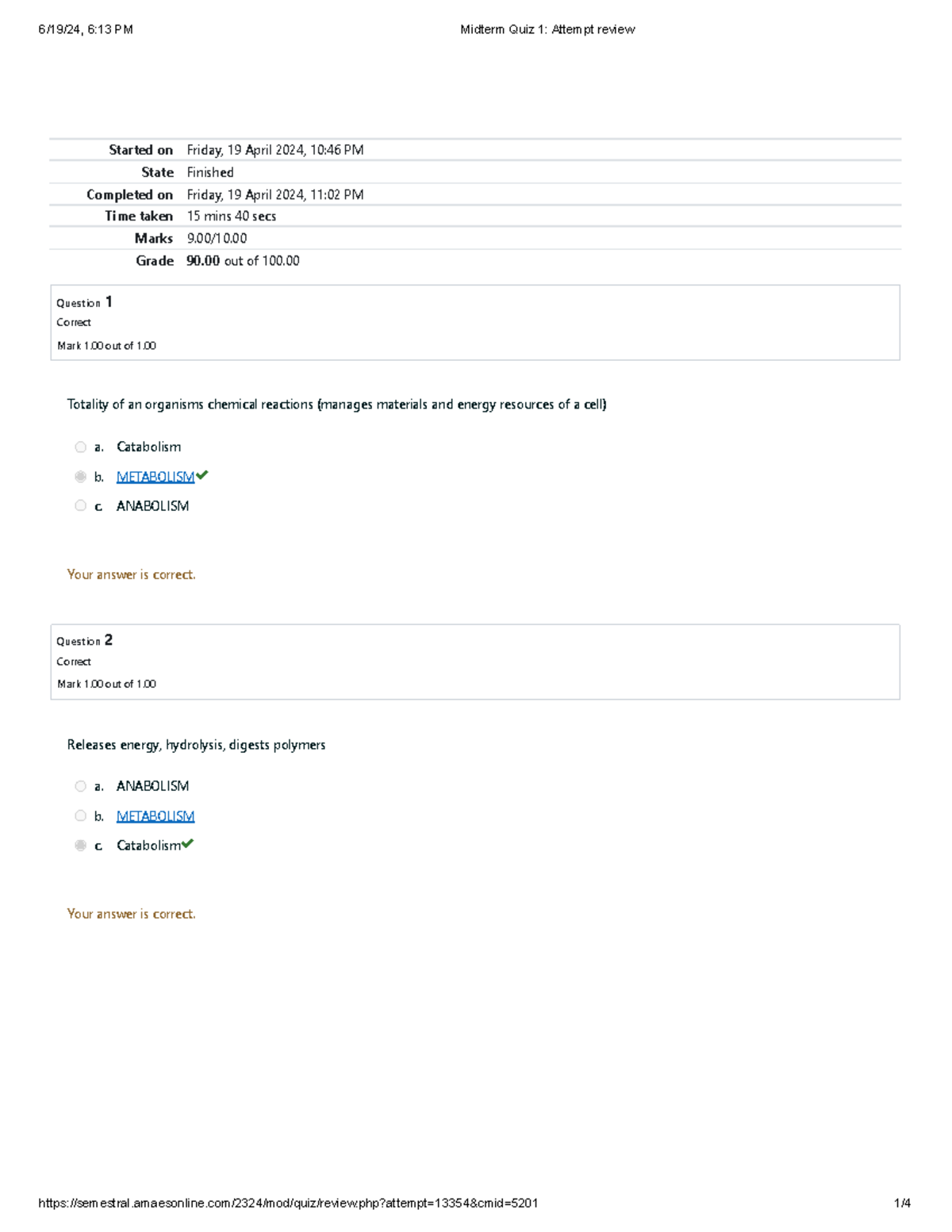 Midterm Quiz 1 ncoc - you guys can pass this - Started on Friday, 19 April 2024, 10:46 PM State ...
