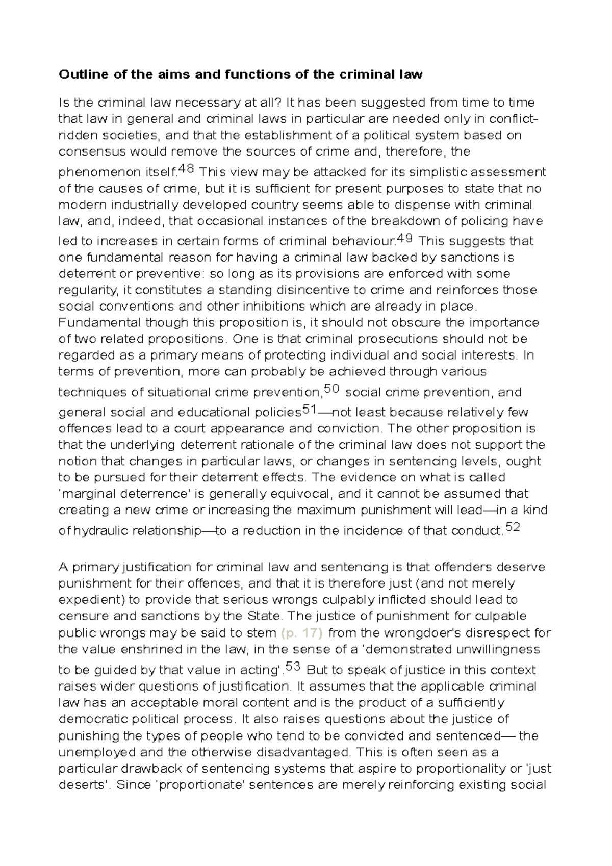 Outline of the aims and functions of the criminal law - Fundamental ...
