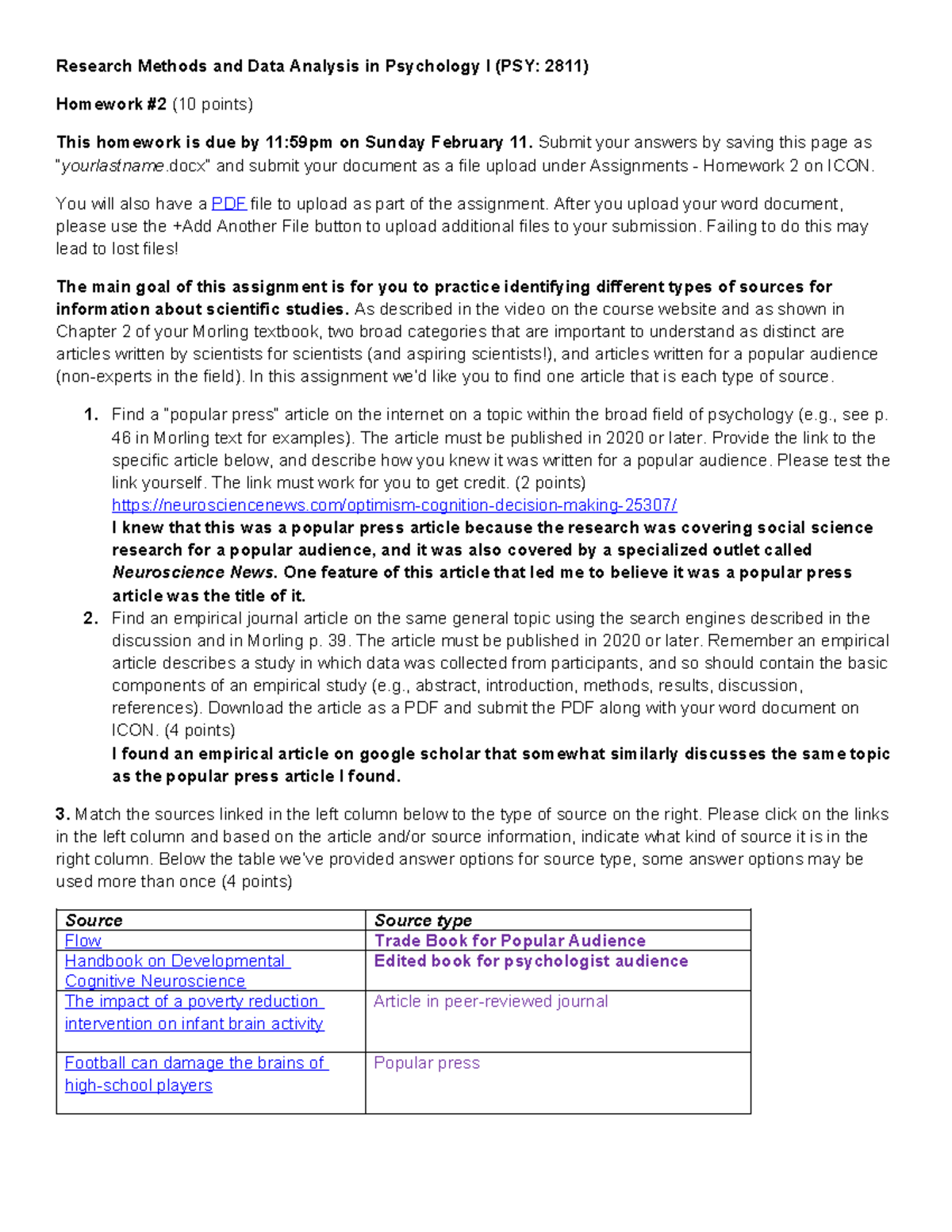 Research Methods Homework 2 - Research Methods and Data Analysis in ...