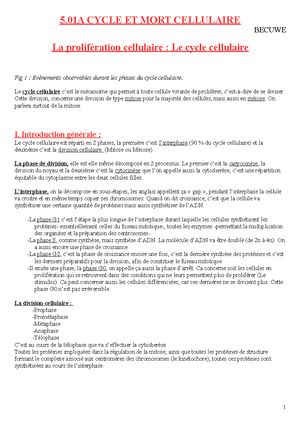 Vie et mort de la cellule - Vie et mort de la cellule Objectifs ...