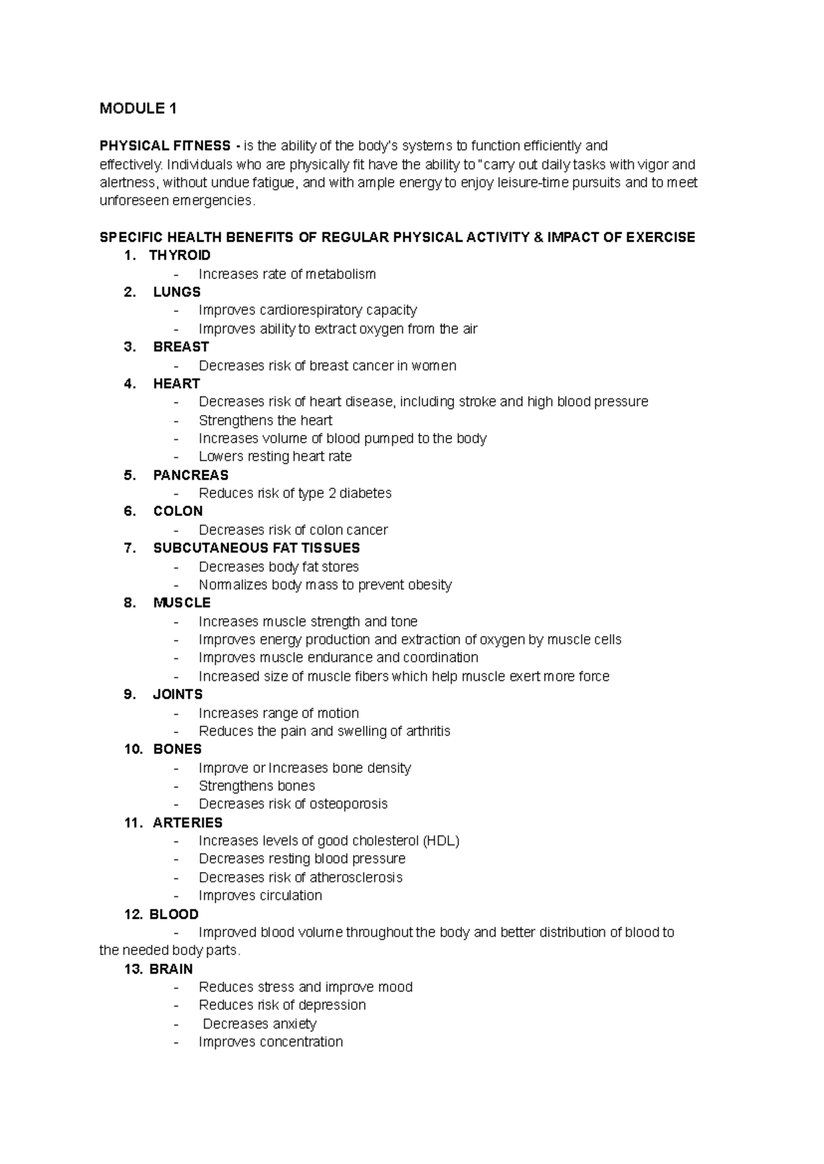 Reviewer-P.E Module 1,2,3 - MODULE 1 PHYSICAL FITNESS - is the ability ...
