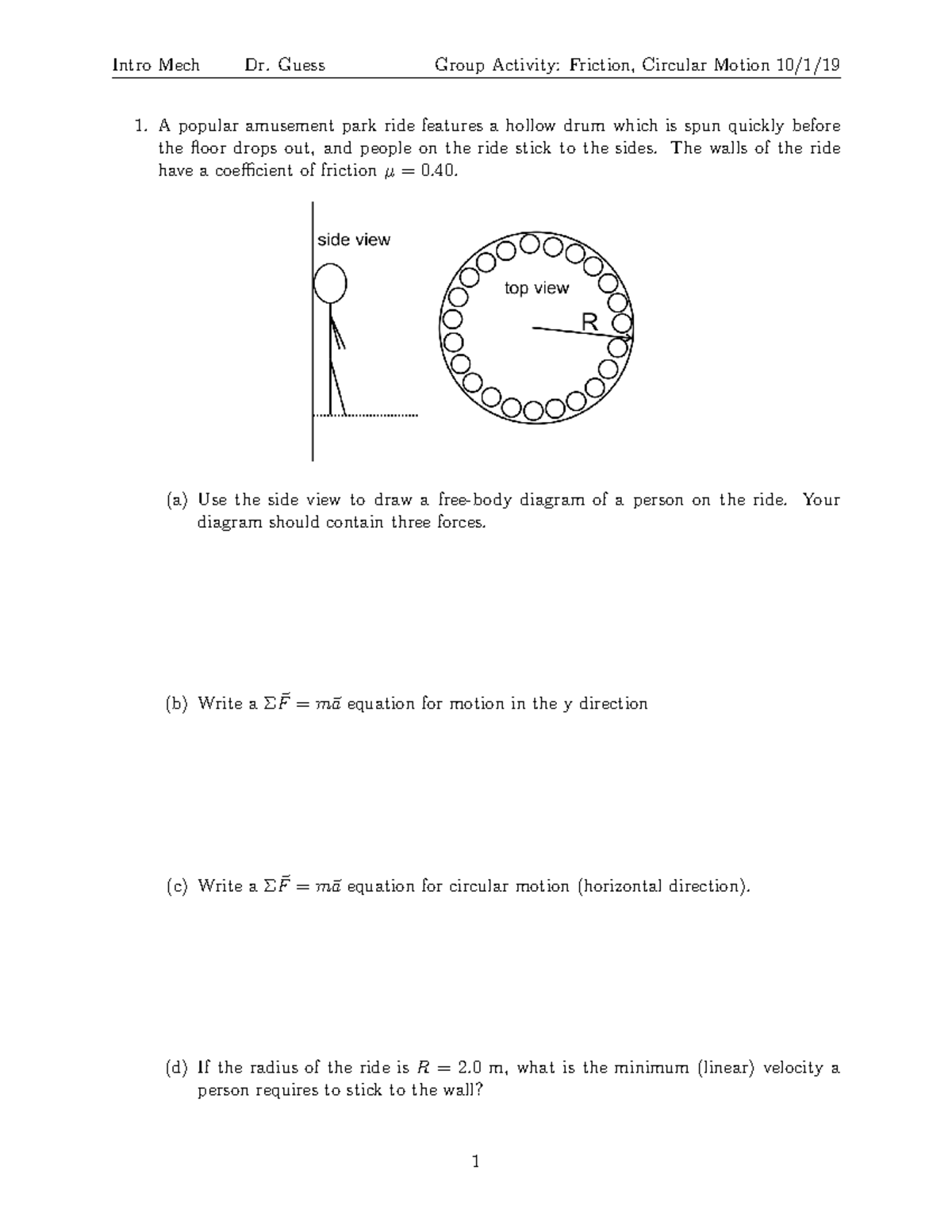 Groupwork 10 1 19 - practice problem on friction and circular motion ...
