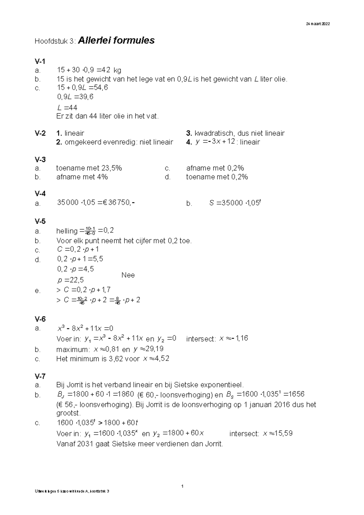 H1 - Lineaire en exponentiële formules moderne wiskunde havo 5 ...