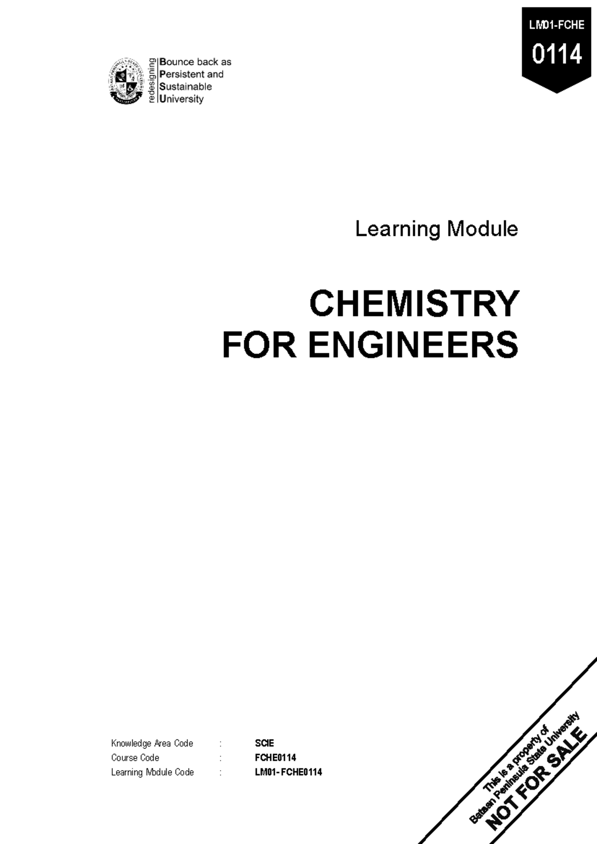 FCHE0114 Learning Module 01 Course Packet 1-3 - Learning Module ...