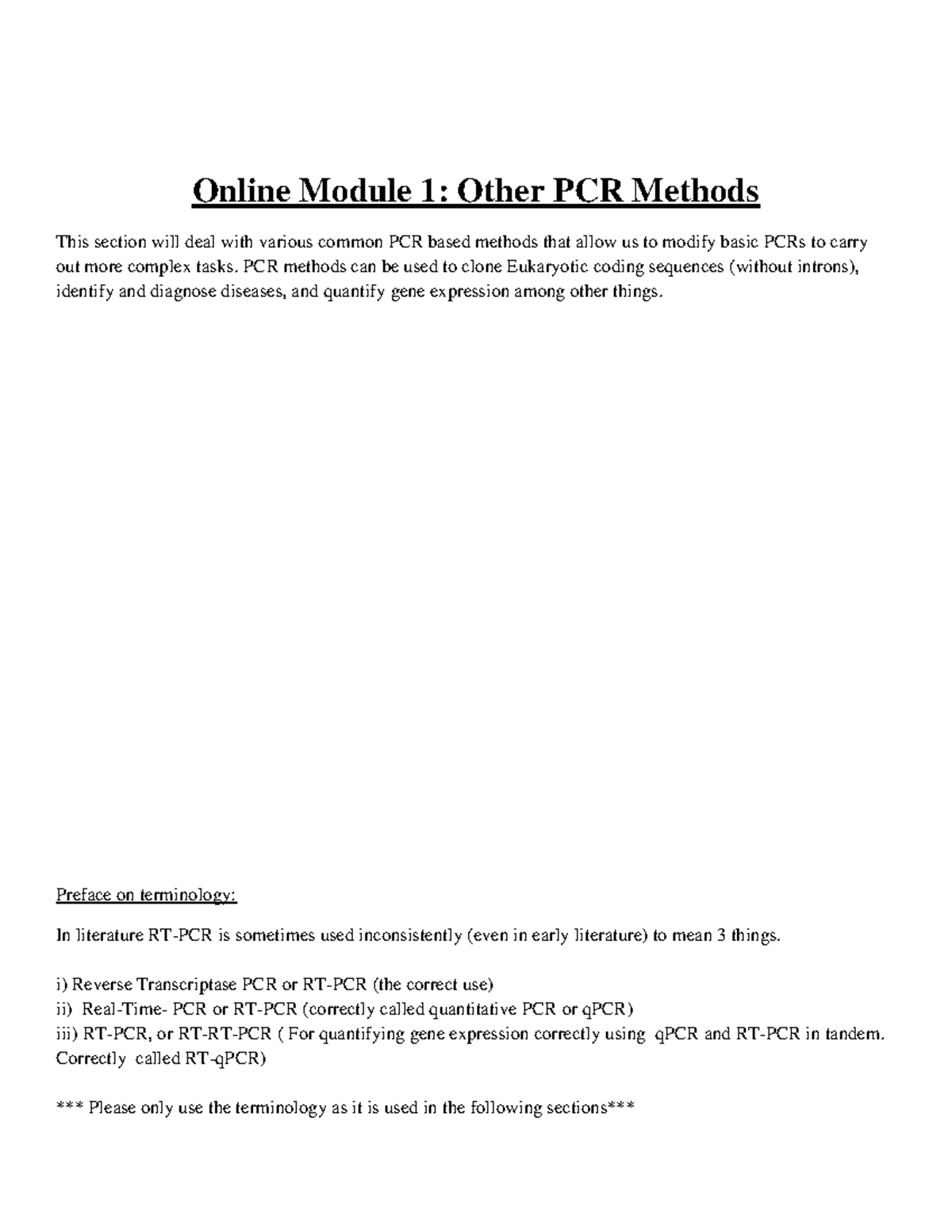 Online Module 1- Other PCR methods - Online Module 1: Other PCR Methods ...