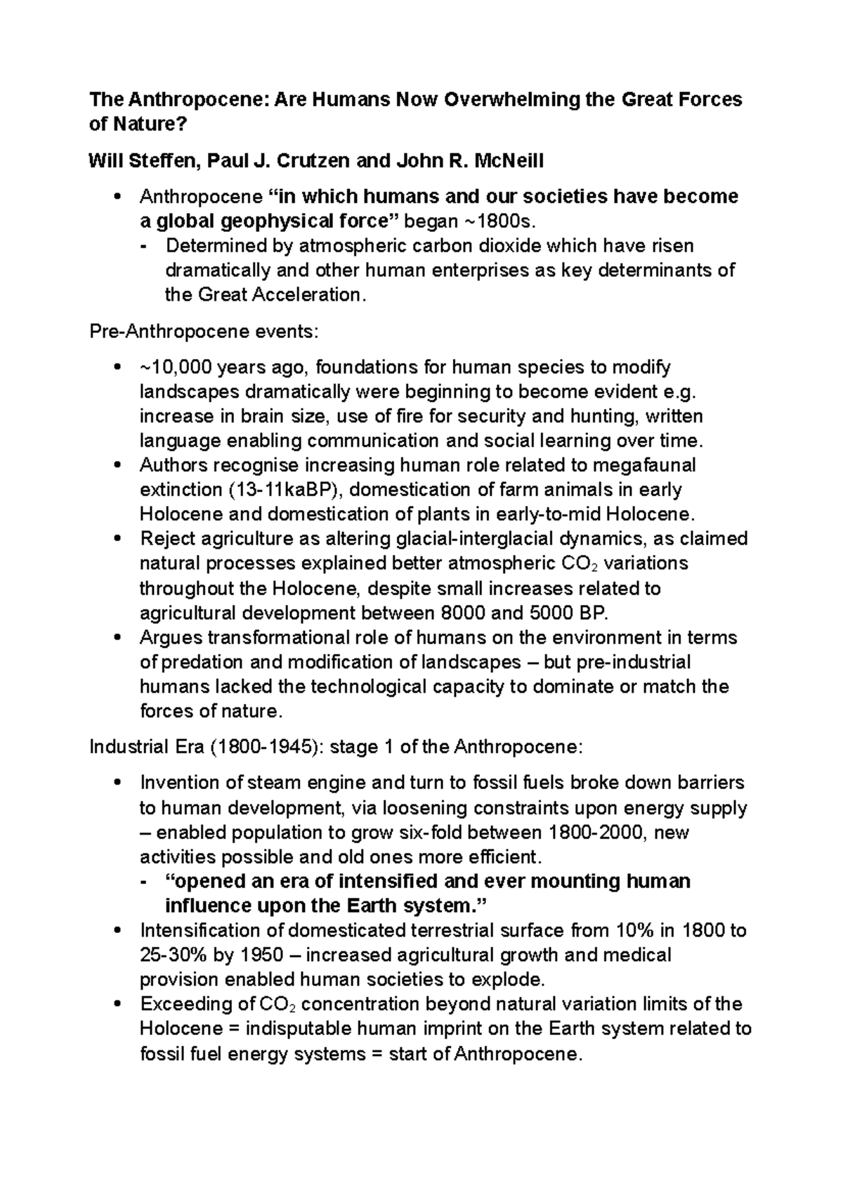 "The Anthropocene - Are Humans Now Overwhelming the Great Forces of ...