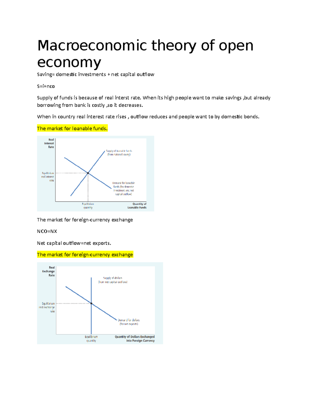 Macro 9 - goood ogggg - Macroeconomic theory of open economy Saving ...