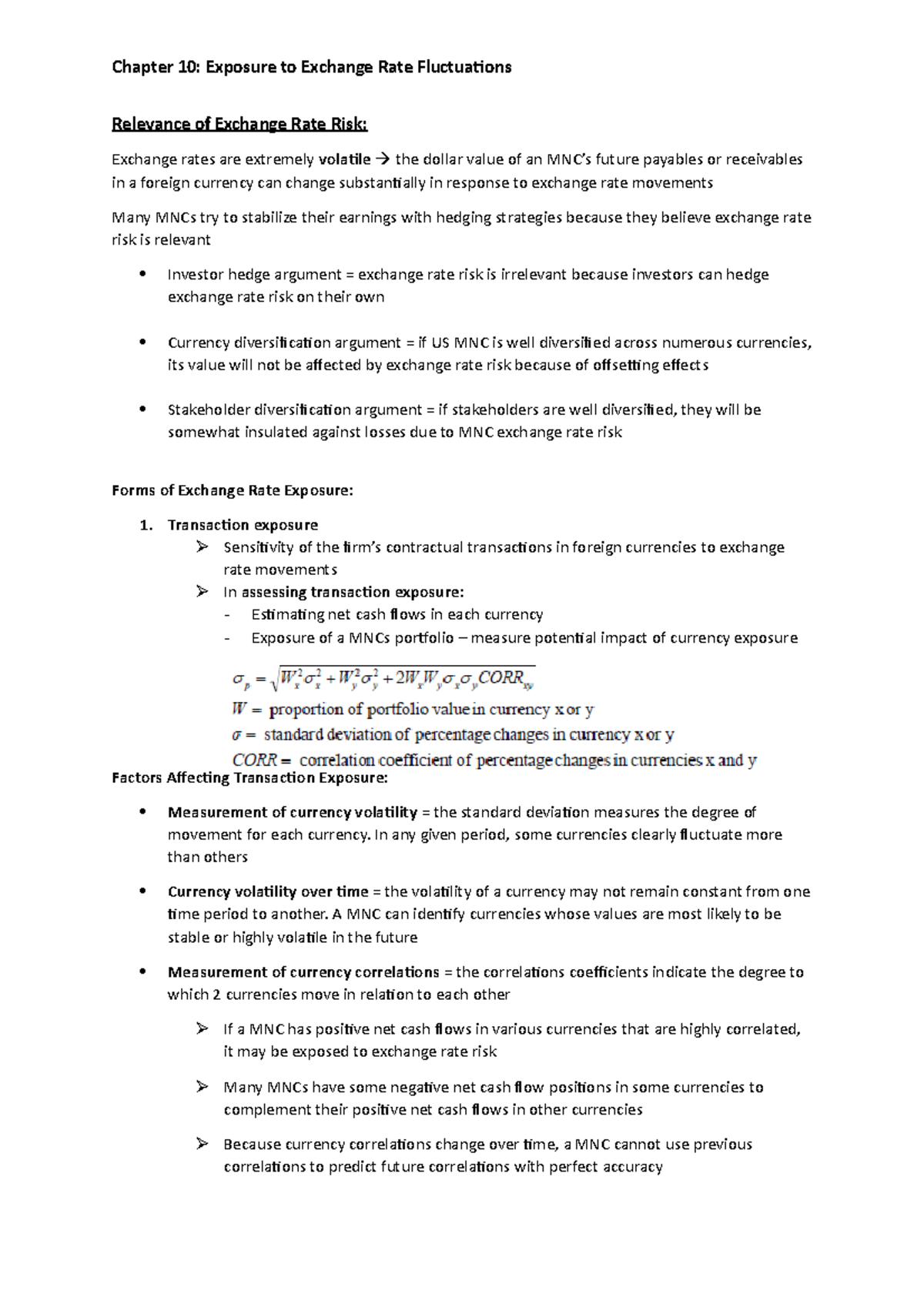 Chapter 10 - Exposure to Exchange Rate Fluctuations - Relevance of ...