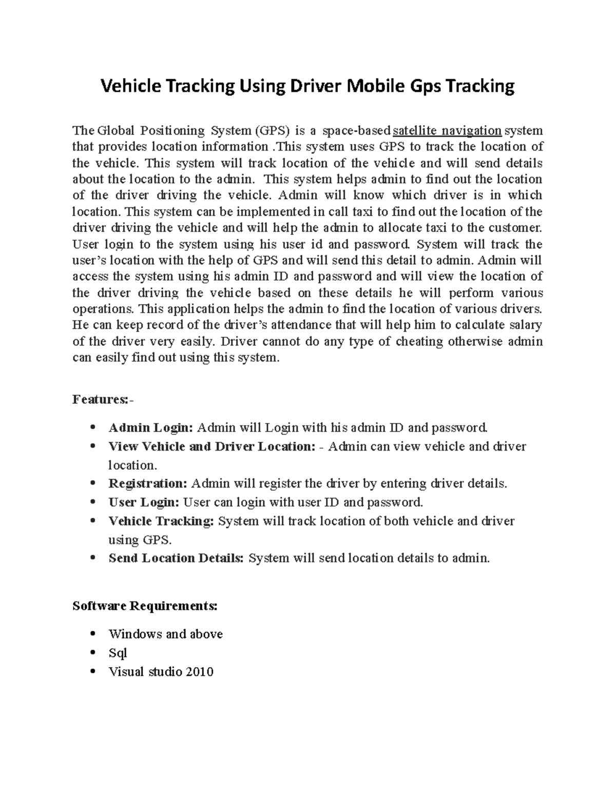 S182 - Vehicle Tracking Using Driver Mobile Gps Tracking - Vehicle ...