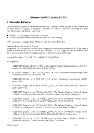 Résume du roman : Le but - LES FICHES DE LECTURE de la Chaire D.S. Hiet ...