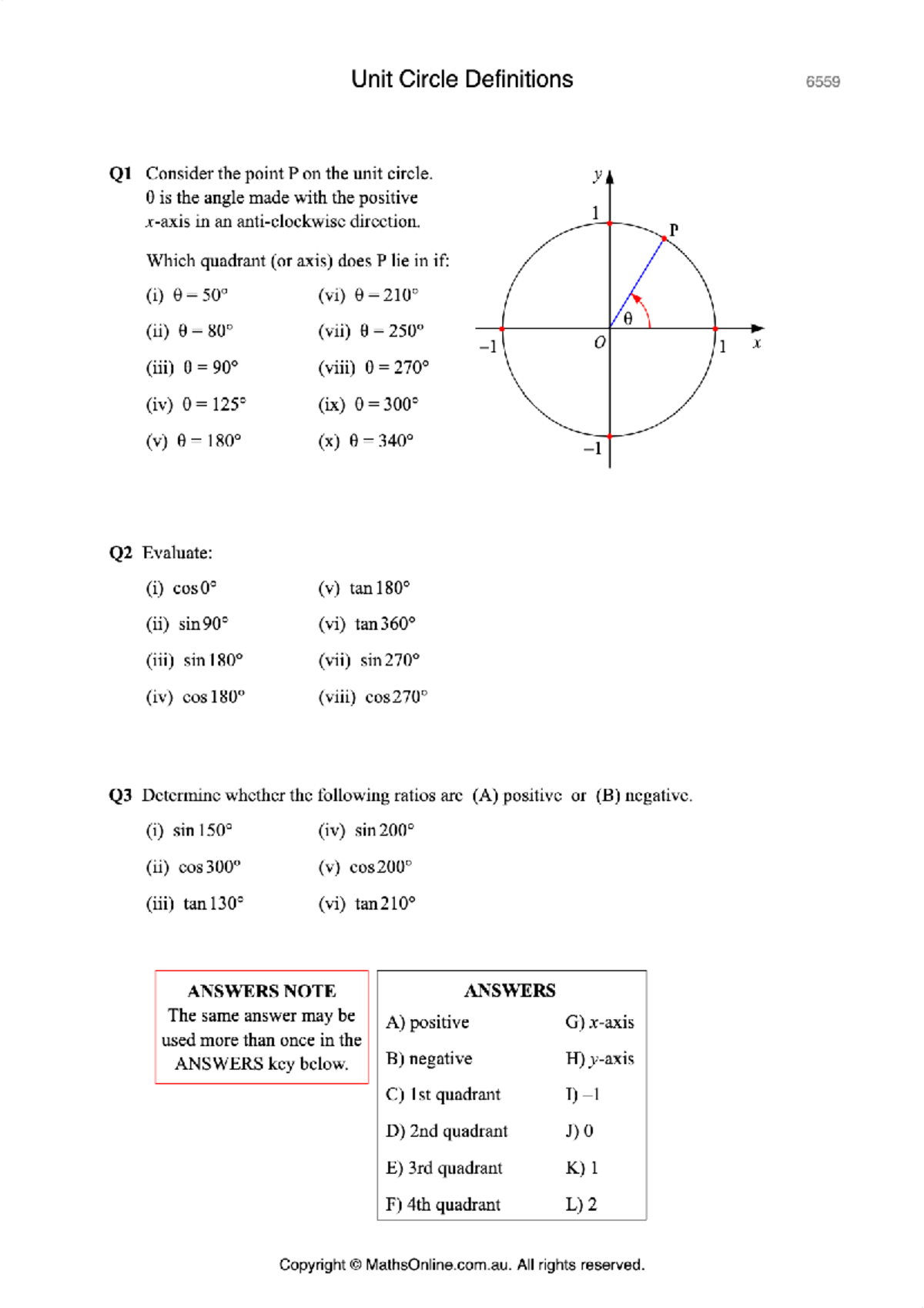 Unit Circle Definitions - Studocu