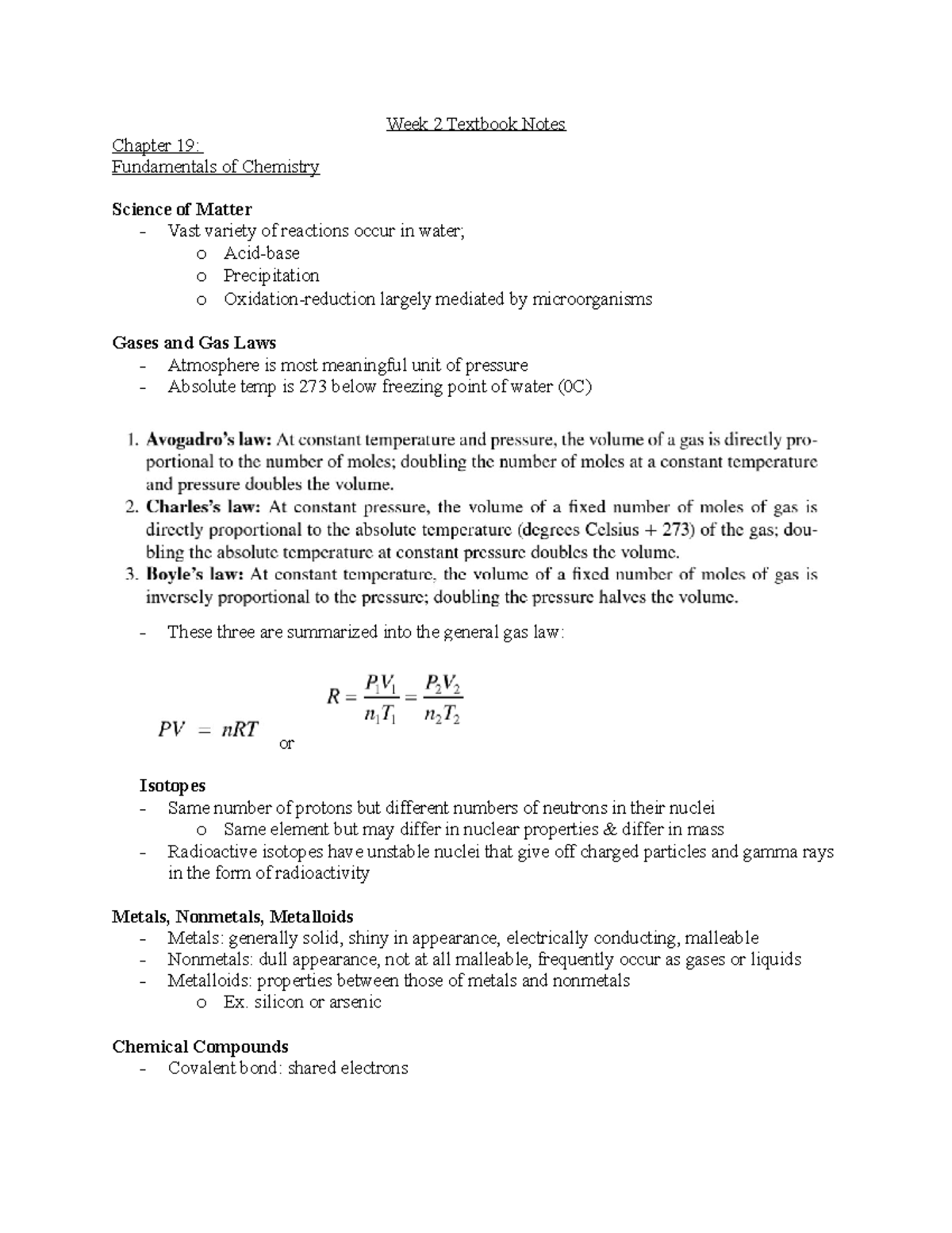 Week 2 Textbook Notes - Week 2 Textbook Notes Chapter 19: Fundamentals ...