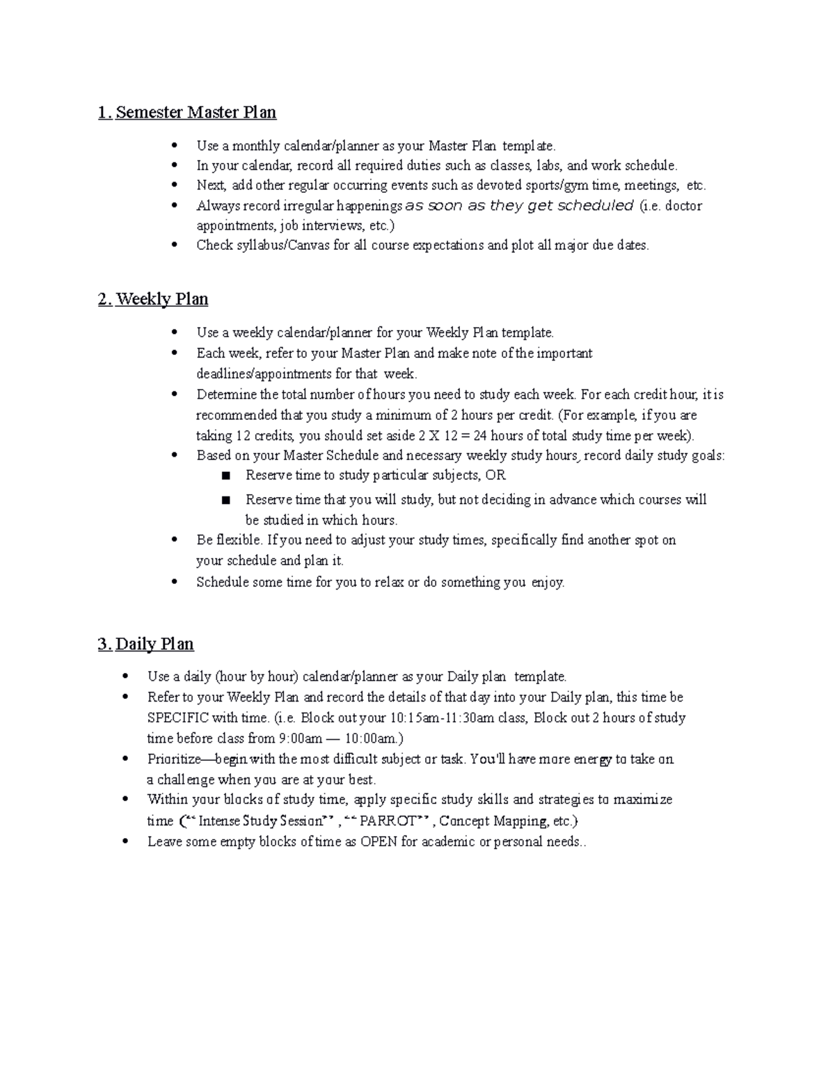Study plan template 17 - very good - 1. Semester Master Plan Use a ...