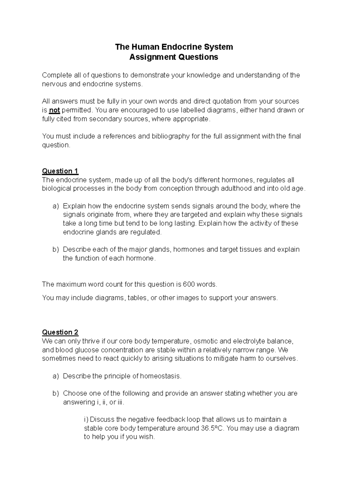 4491-The Human Endocrine Assignment Questions 2023 - The Human Endocrine System Assignment ...
