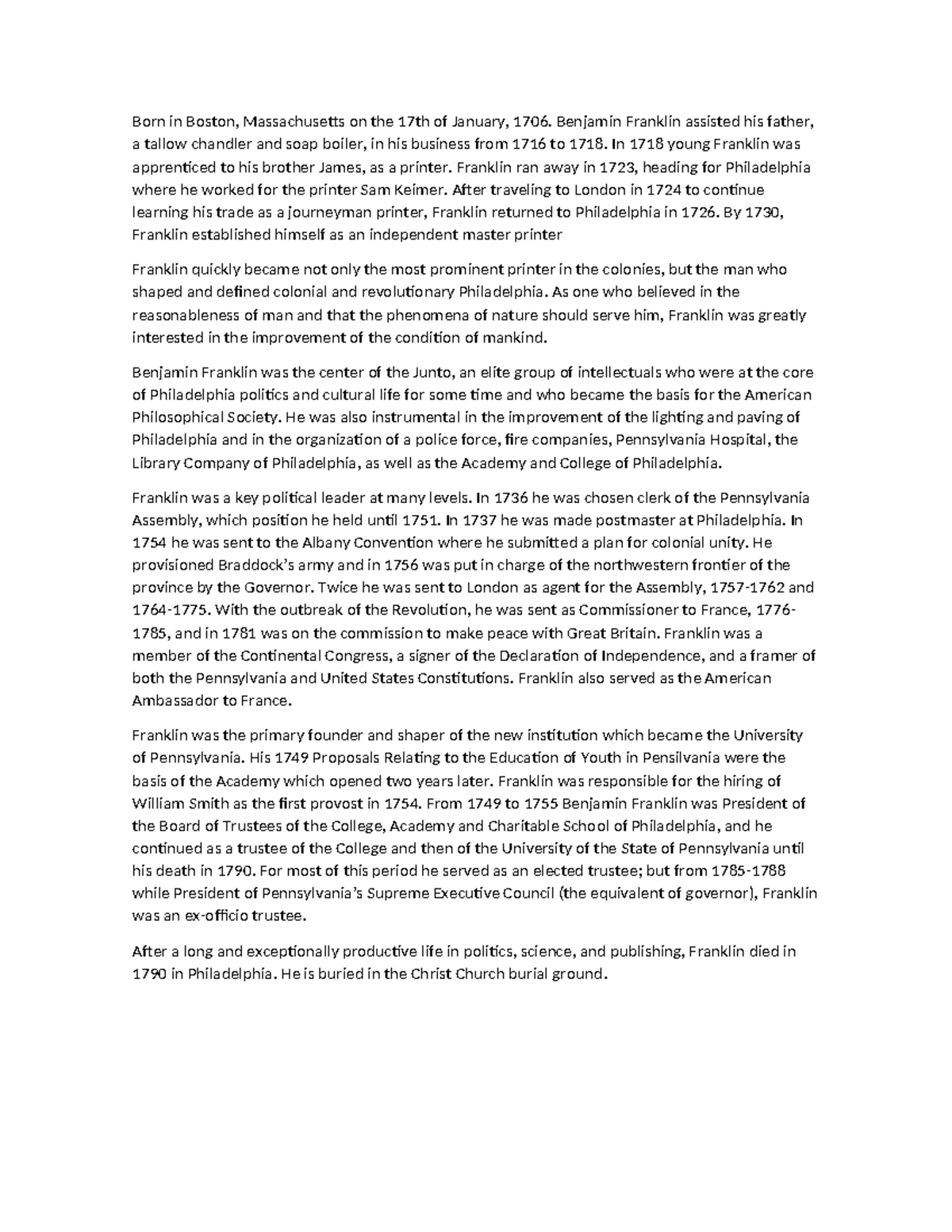 Cronica - Born in Boston, Massachusetts on the 17th of January, 1706 ...