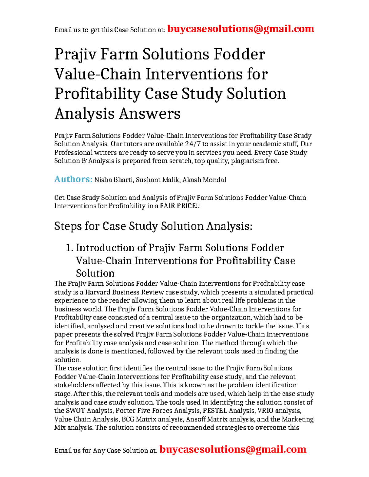 Case Solution Prajiv Farm Solutions Fodder Value-Chain Interventions ...