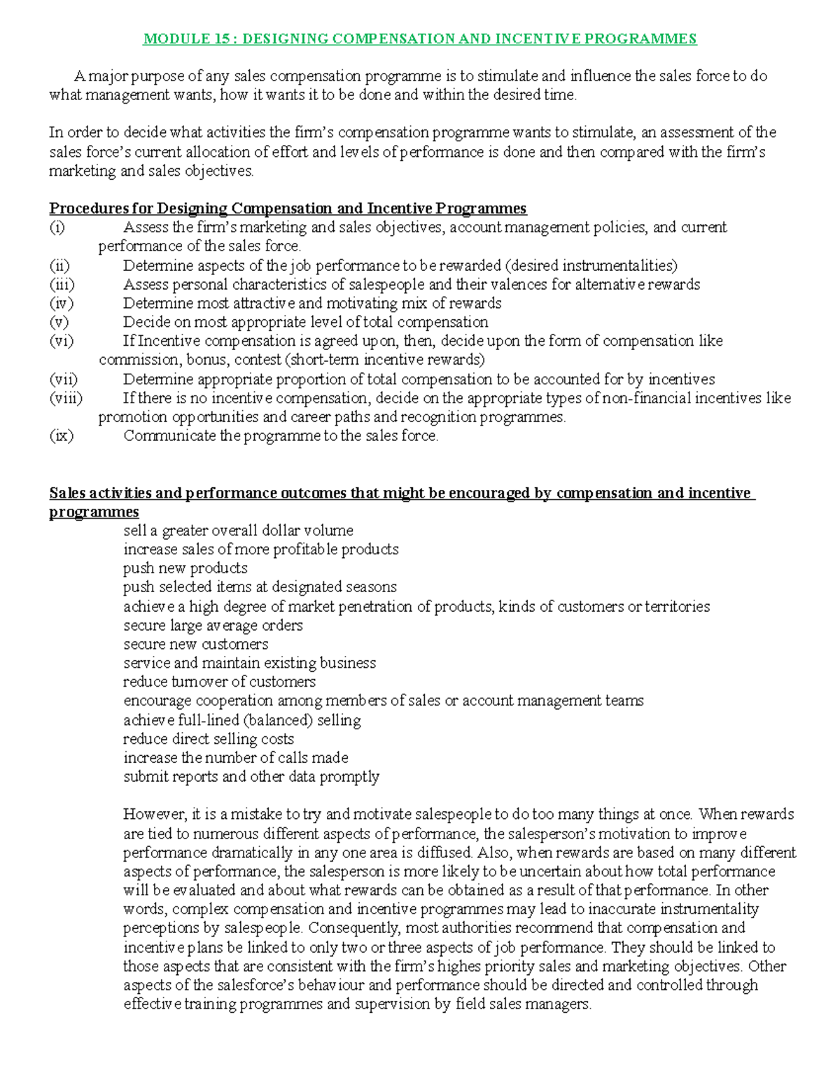 Ch15 Designing Compensation and Incentive - MODULE 15 : DESIGNING ...