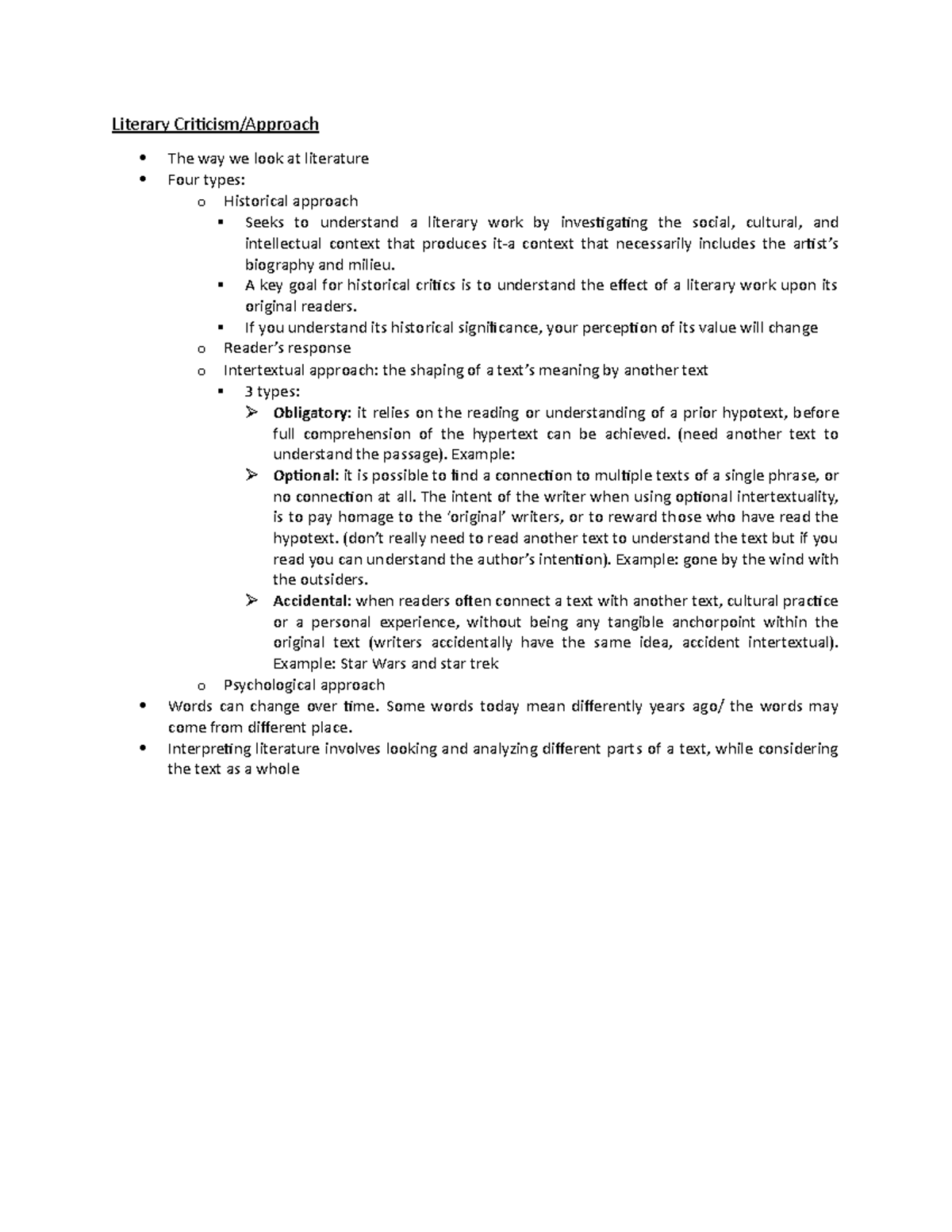 English-Literary Criticism Notes - Literary Criticism/Approach The way ...