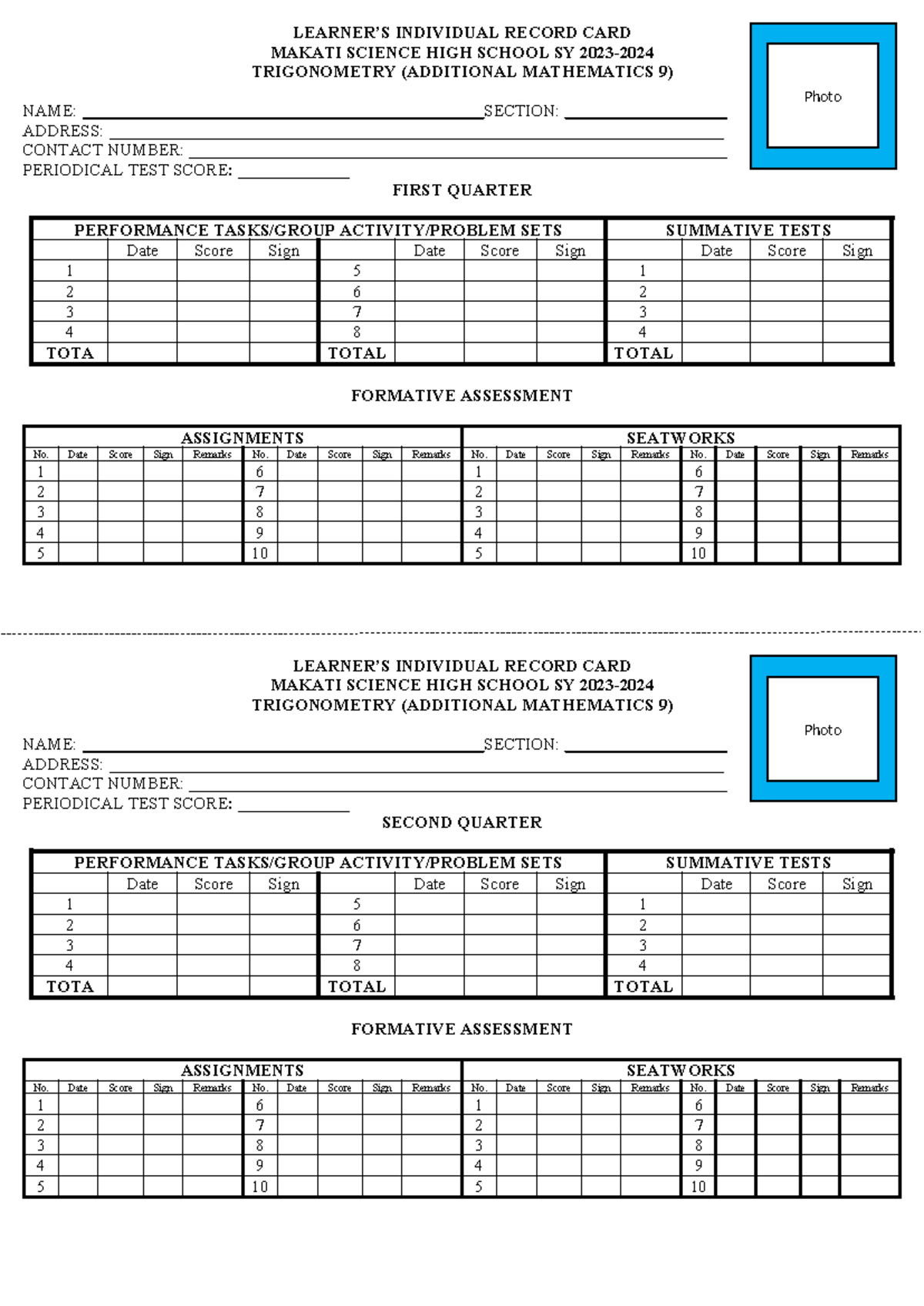 Learners-Individual-Record-Card- Trigonometry (2) - LEARNER’S ...