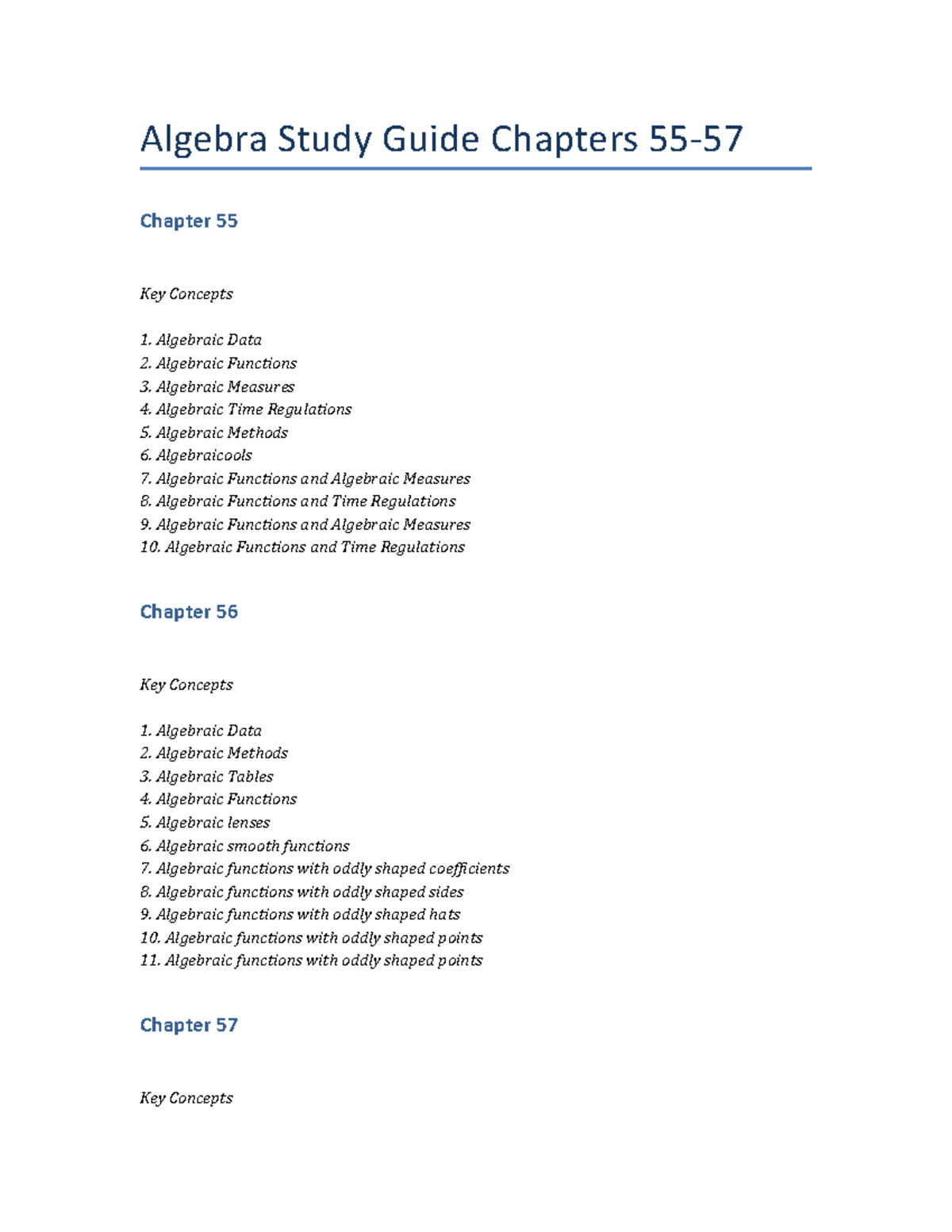 Algebra Study Guide Chapters 55-57 - Algebra Study Guide Chapters 55 ...