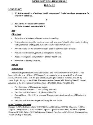 Question Bank of Nursing - QUESTION BANK COMMUNITY HEALTH NURSING II ...