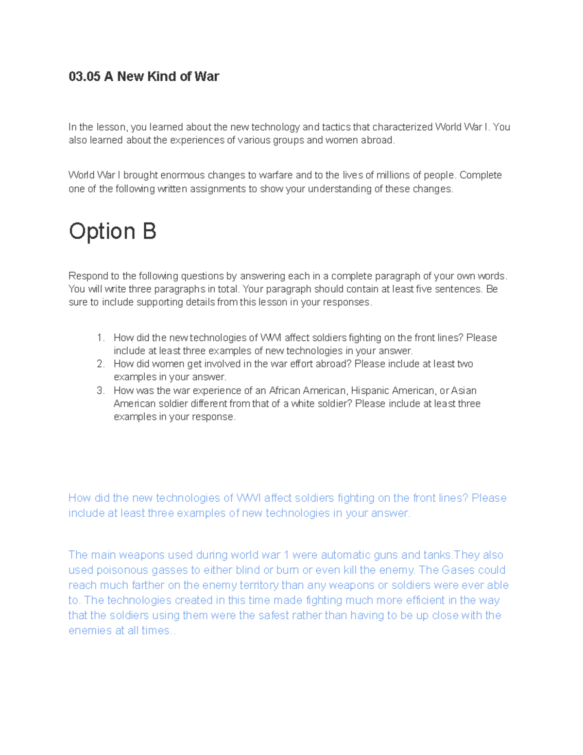 03.05 A New Kind of War - hope this helps! - 03 A New Kind of War In ...