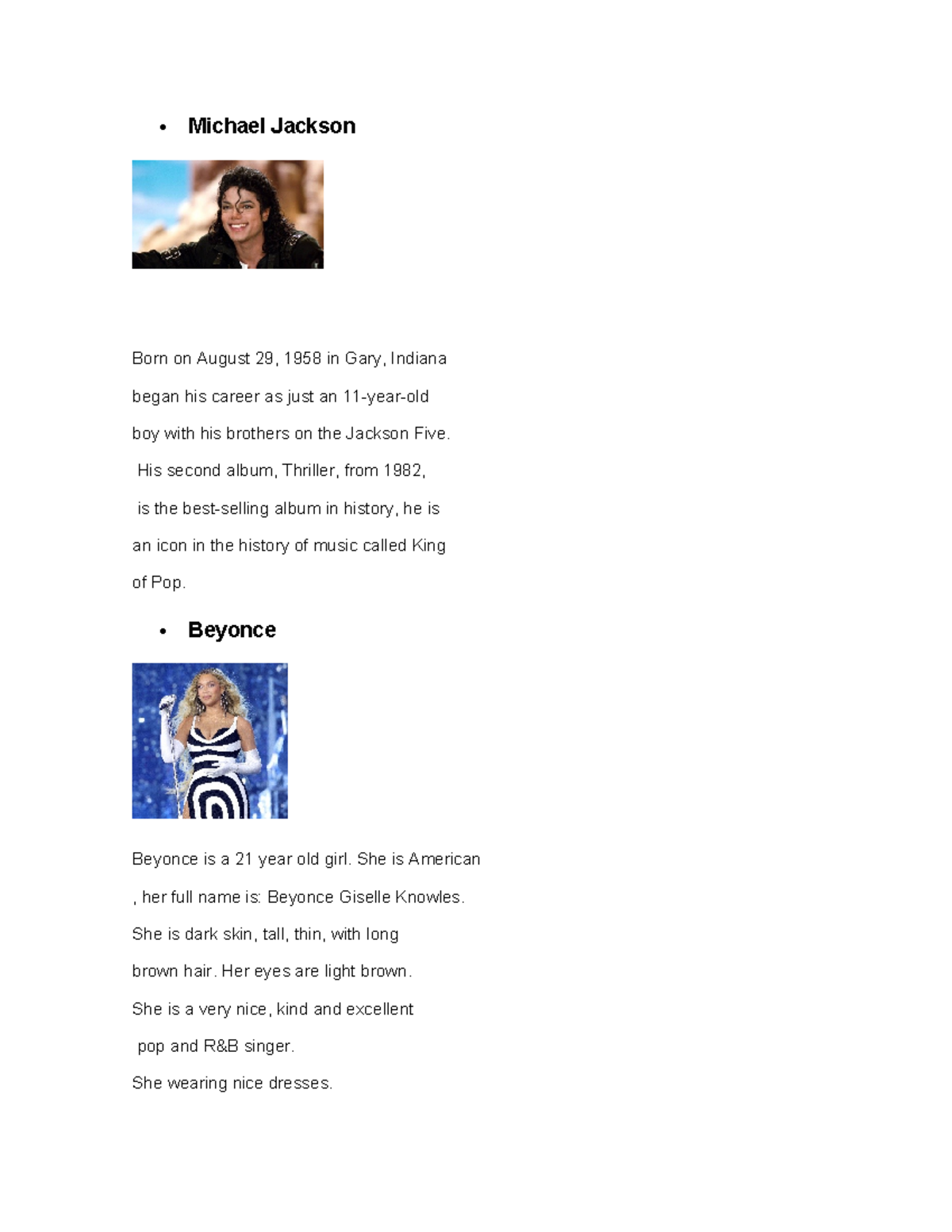 Ingles - Michael Jackson Born on August 29, 1958 in Gary, Indiana began ...