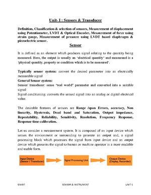 PPT notes of unit - 5 - mywbut CHAPTER 1 Unit 5 Intelligent Sensors ...