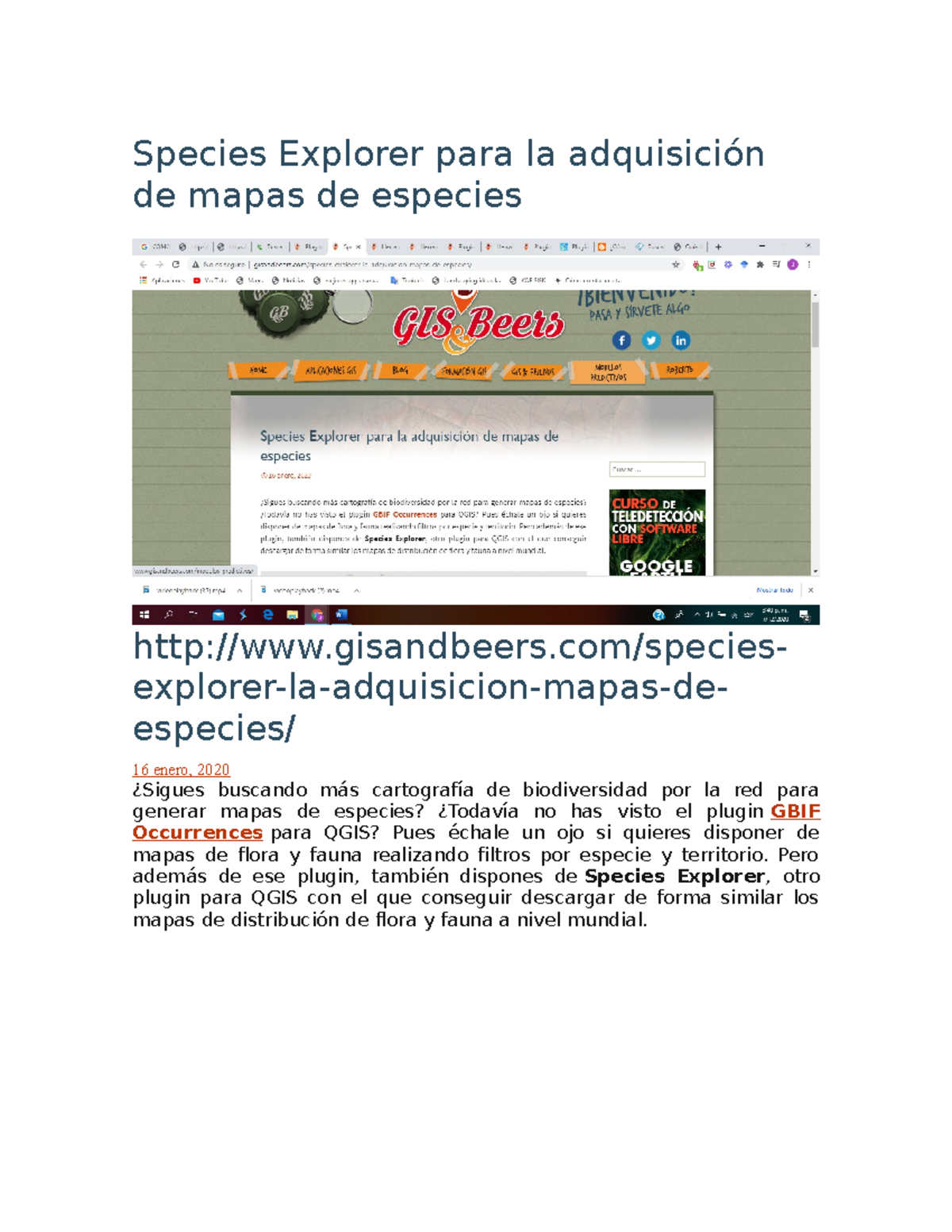 Species Explorer para la adquisición de mapas de especies - Species ...