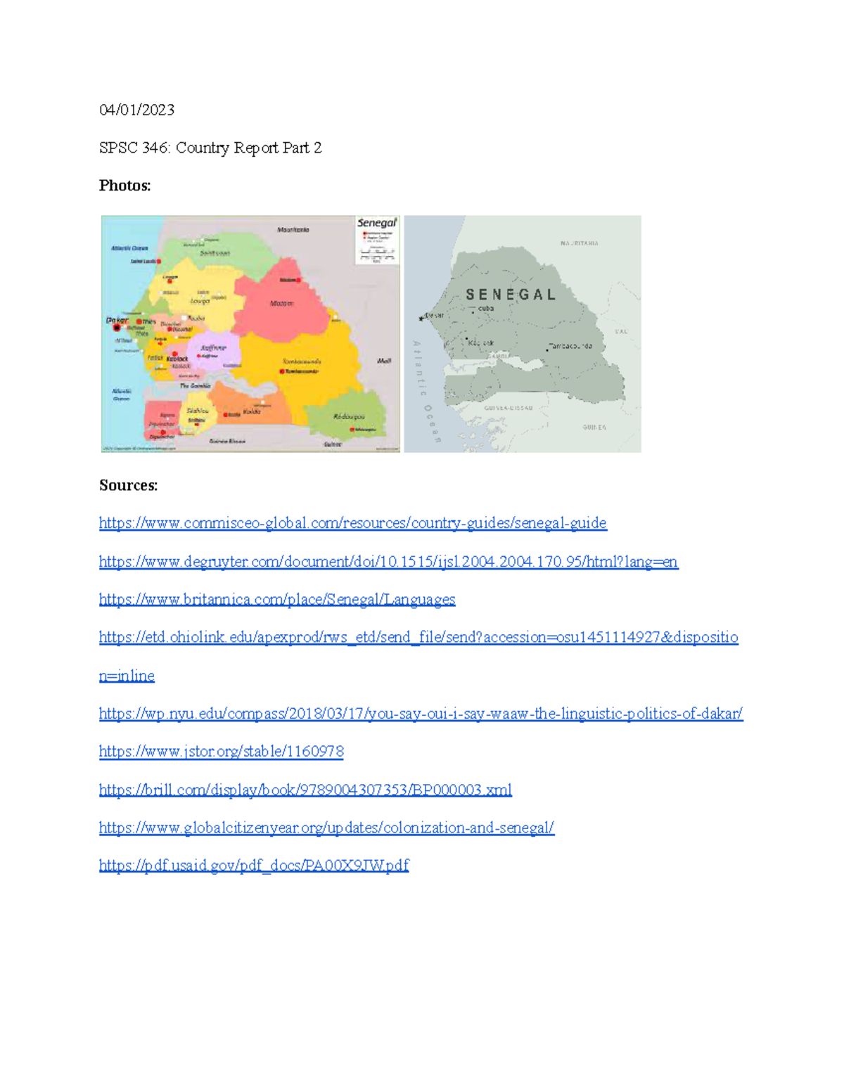 SPSC 346 Country Report Part 2-2 - 04/01/ SPSC 346: Country Report Part ...