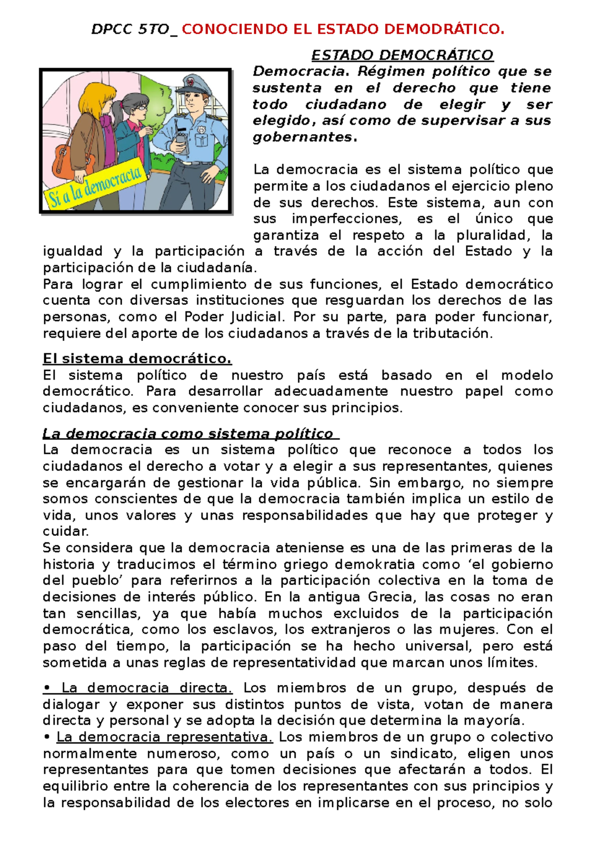 Ficha estado democratico - DPCC 5TO_ CONOCIENDO EL ESTADO DEMODRÁTICO ...