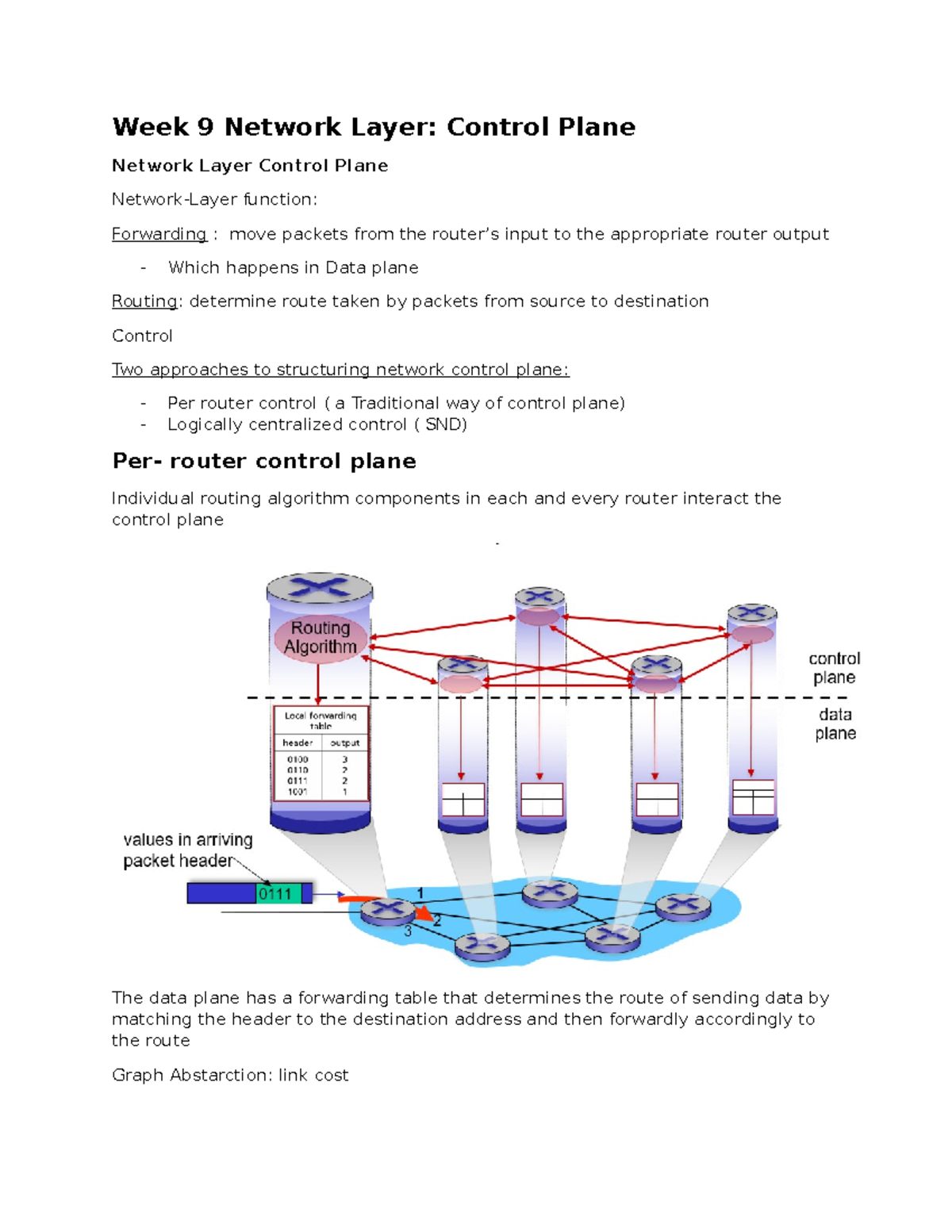 Week 9 Network Fundimental - Week 9 Network Layer: Control Plane Network Layer Control Plane ...