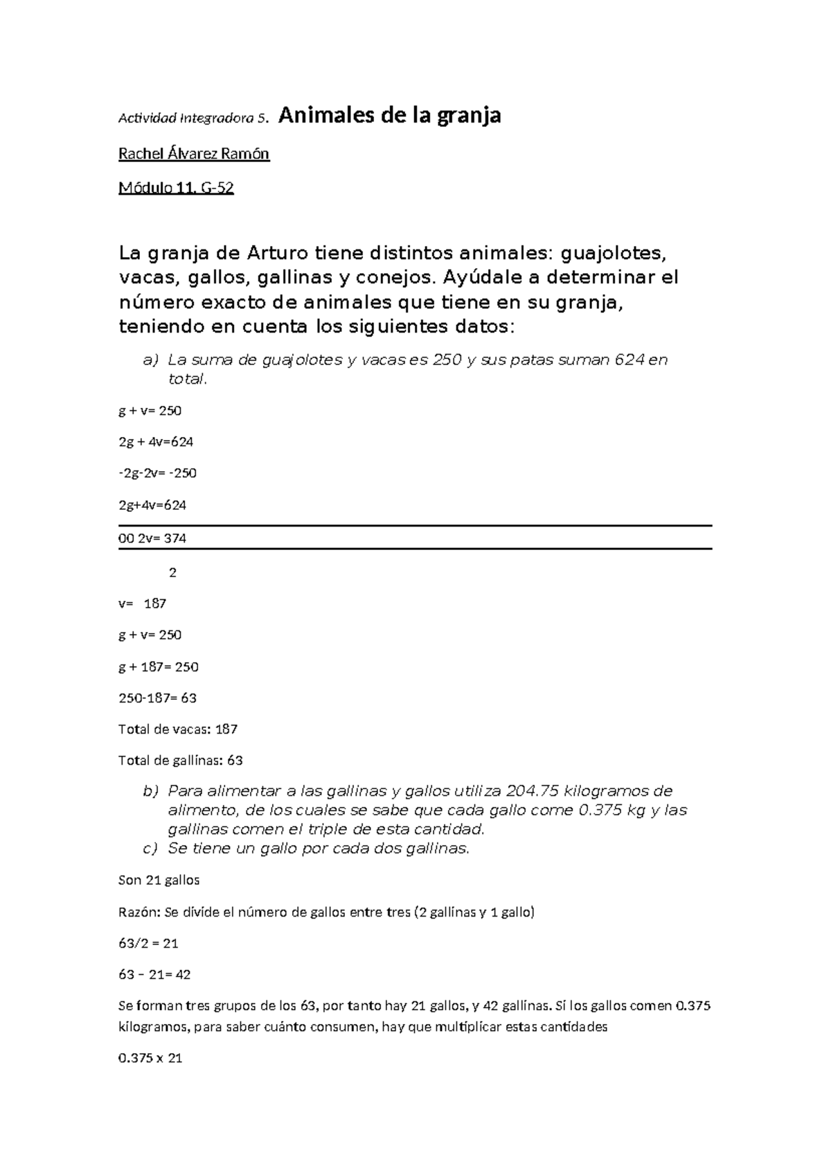 Actividad Integradora 5 - Animales de la granja Rachel Álvarez Ramón Módulo 11. G- La granja de ...