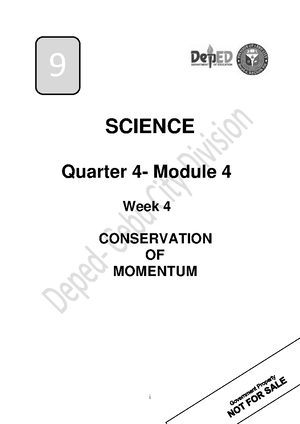 1 Q4 Science - Science Quarter 4 - Module 1 Week 1, Projectile Motion (Part I) 9 Quarter 4 ...