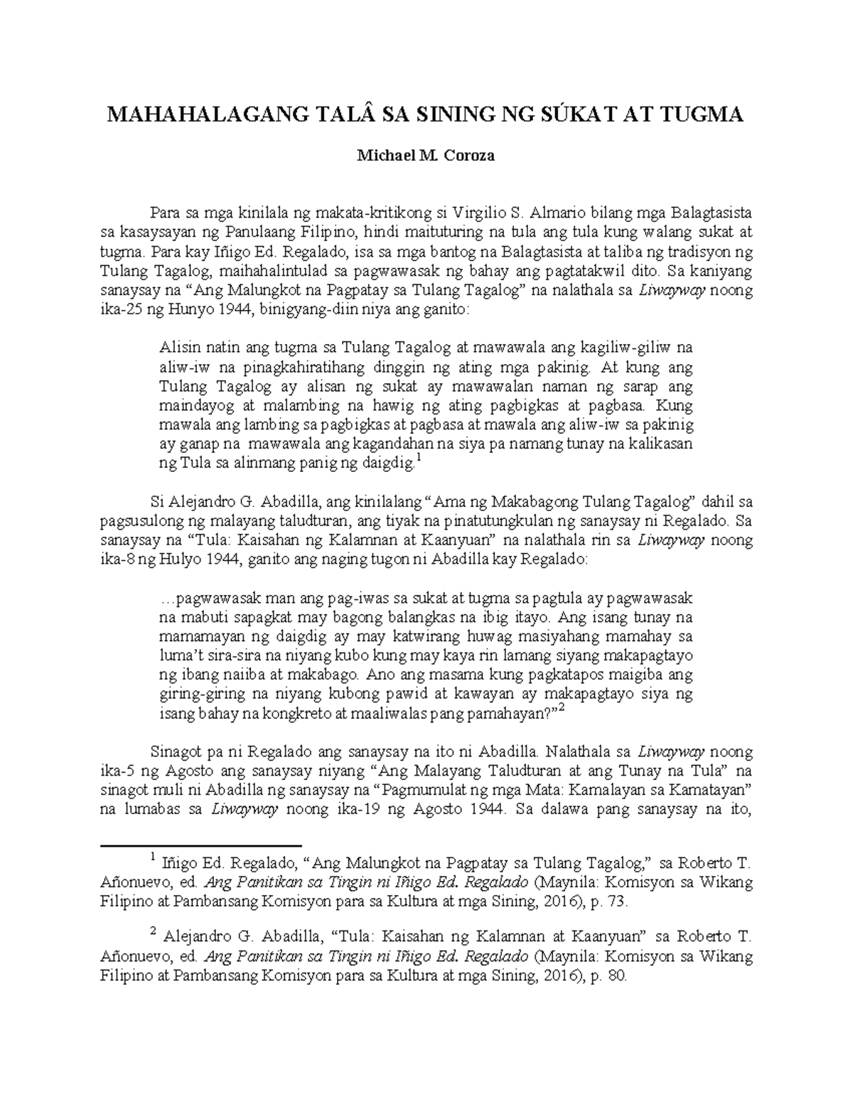 Mahalagang+Tala+sa+Sukat+at+Tugma+-+Coroza - ####### MAHAHALAGANG TALÂ ...