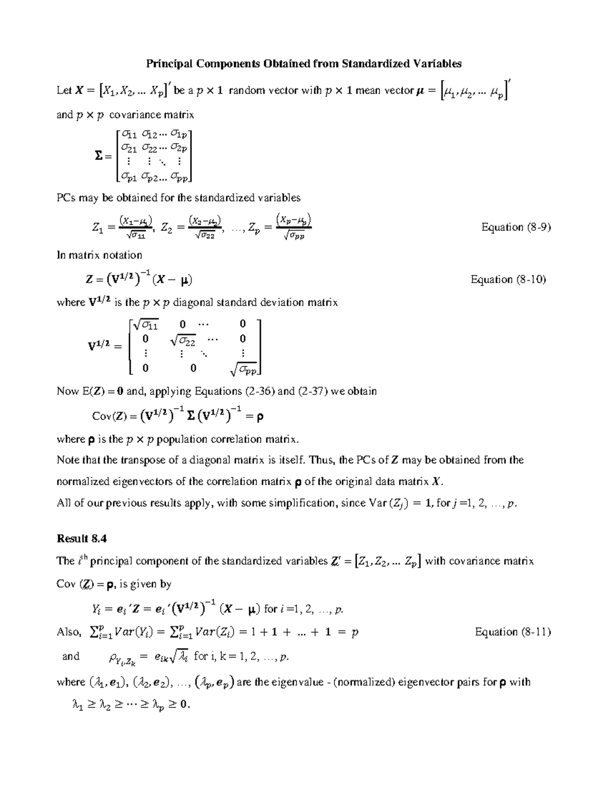 Principal Components Obtained from Standardized Variables - .., ā 𝕝 ...