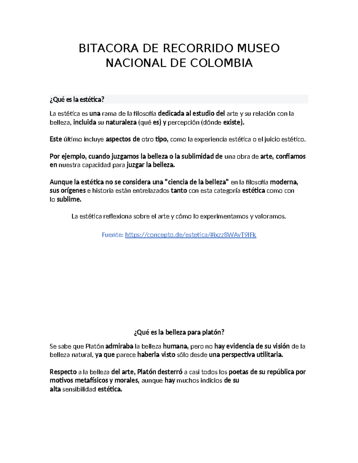 Bitacora DE Recorrido Museo Nacional DE Colombia 1 - BITACORA DE RECORRIDO MUSEO NACIONAL DE ...