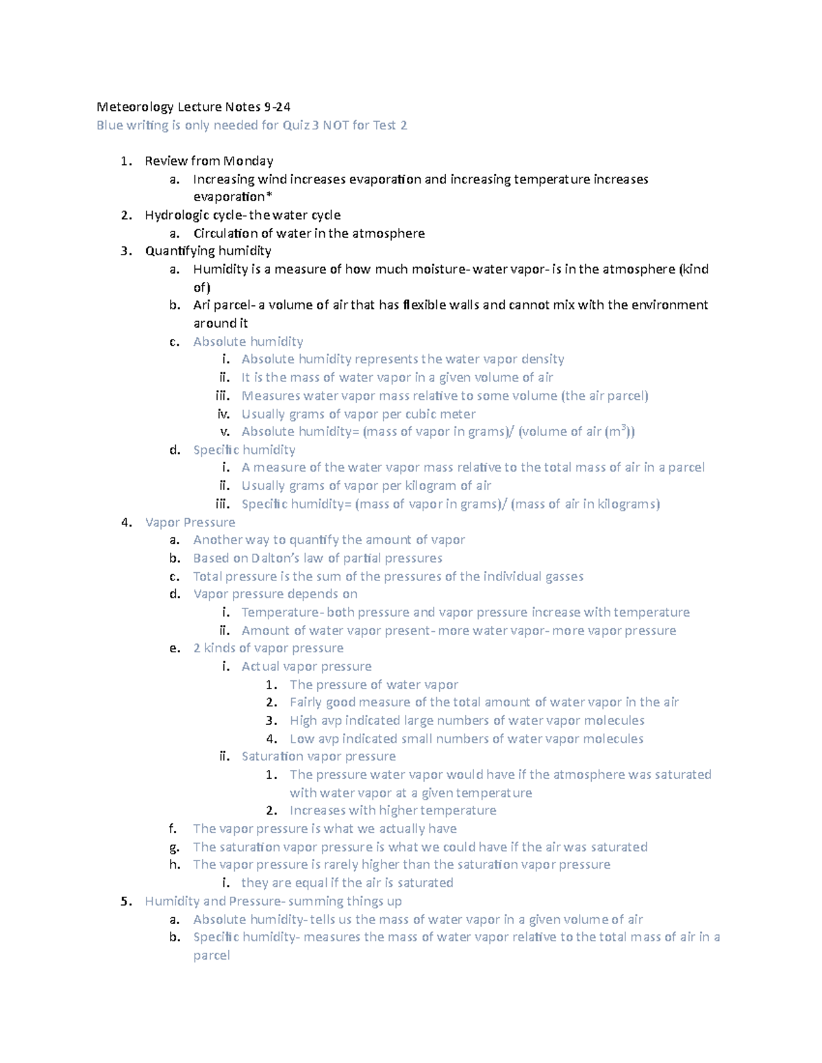 Meteorology Lecture Notes 9-24 - Review from Monday a. Increasing wind ...