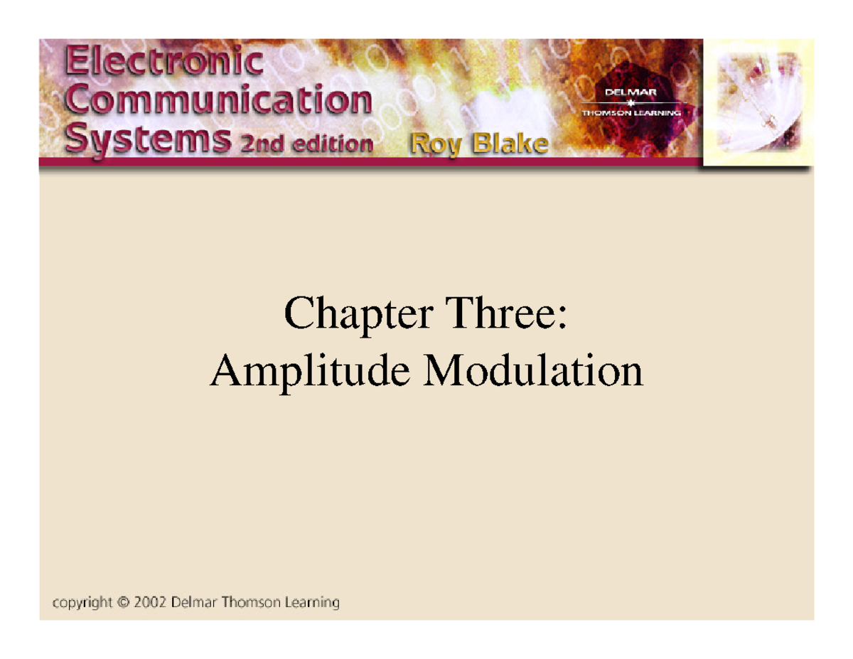 Amplitude Modulation - Studocu