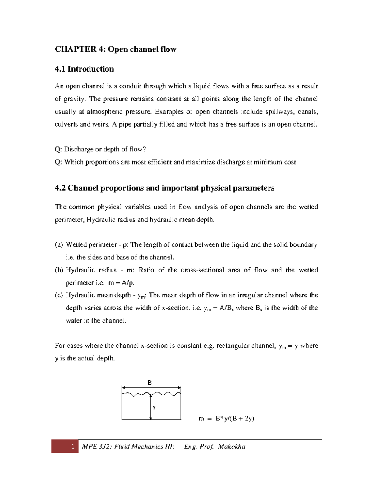 323Chapter 4 - CHAPTER 4: Open channel flow 4 Introduction An open ...