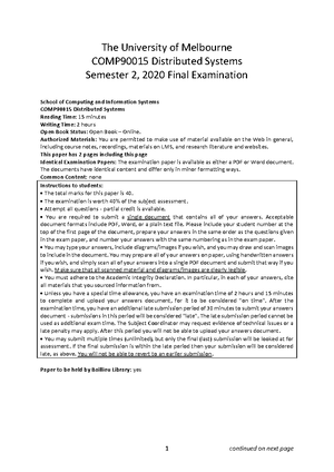 COMP90015 past excam - The University of Melbourne COMP90015 ...