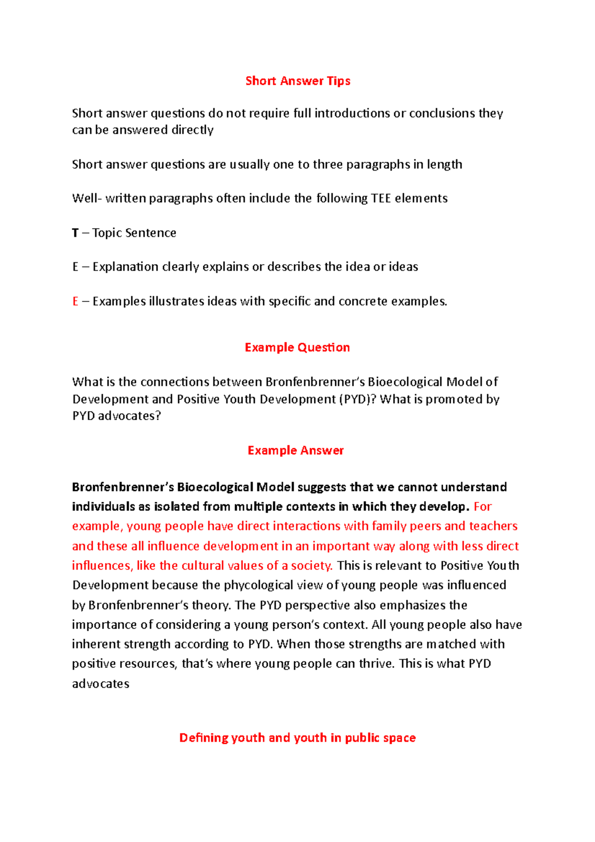 Final tutorial notes [1479] - Short Answer Tips Short answer quesions ...