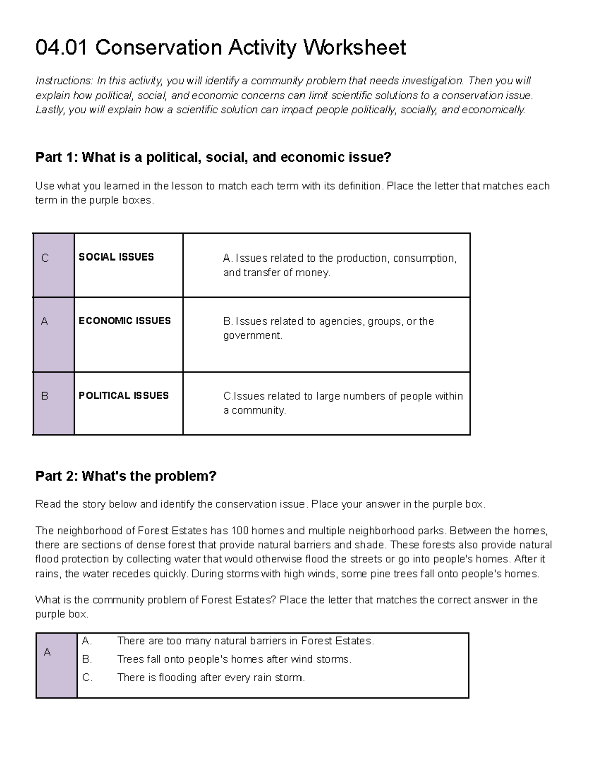 4.01 Conservation Activity - 04 Conservation Activity Worksheet ...