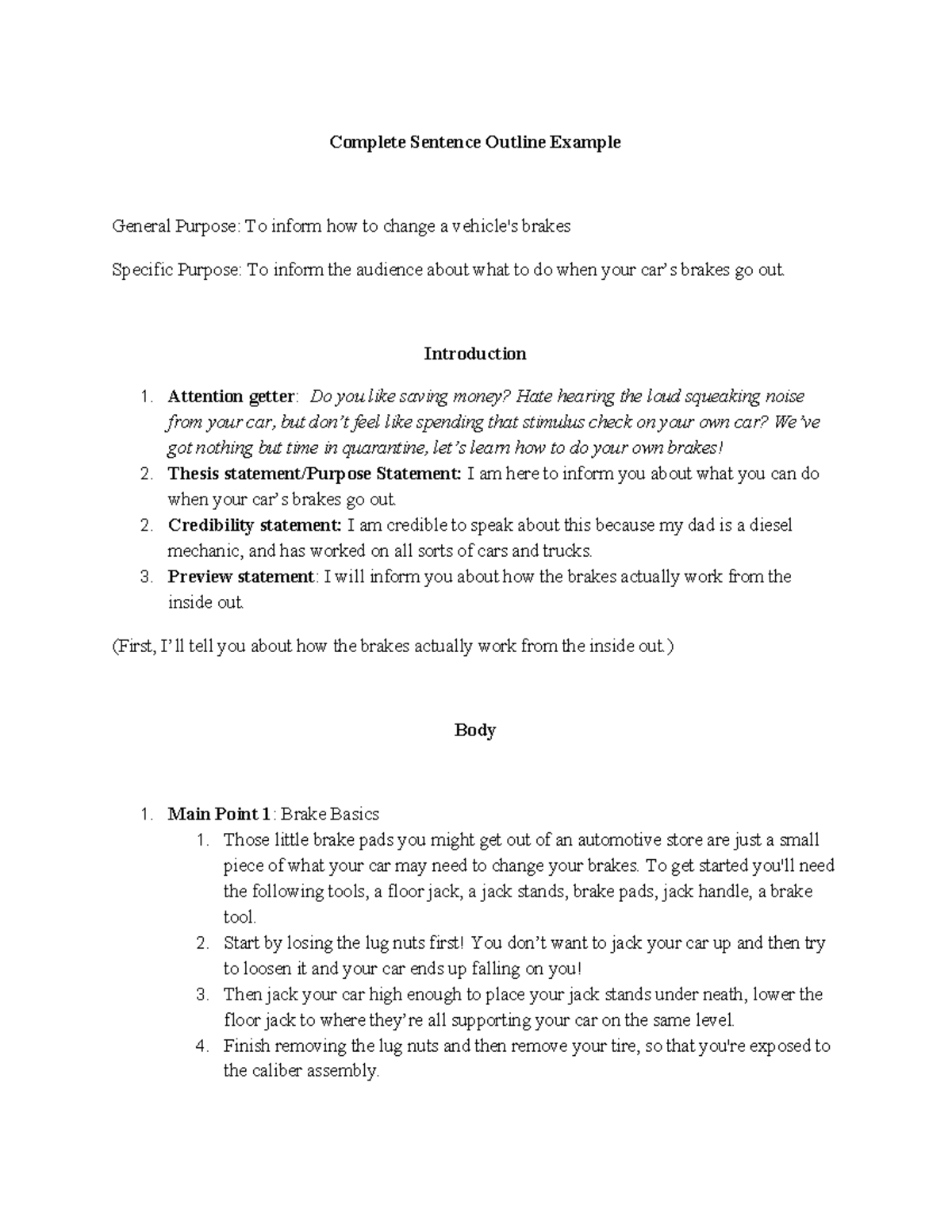 Informative Speech - Assignment given by instructor based on informing ...