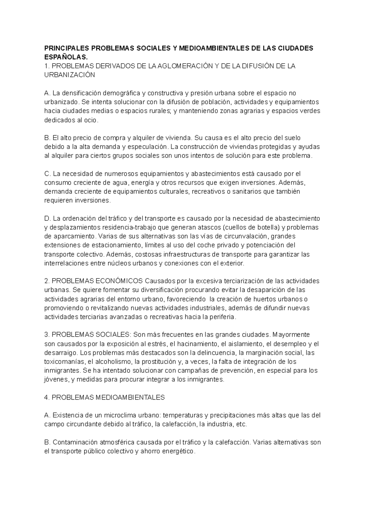 Principales Problemas Sociales Y Medioambientales DE LAS Ciudades ...